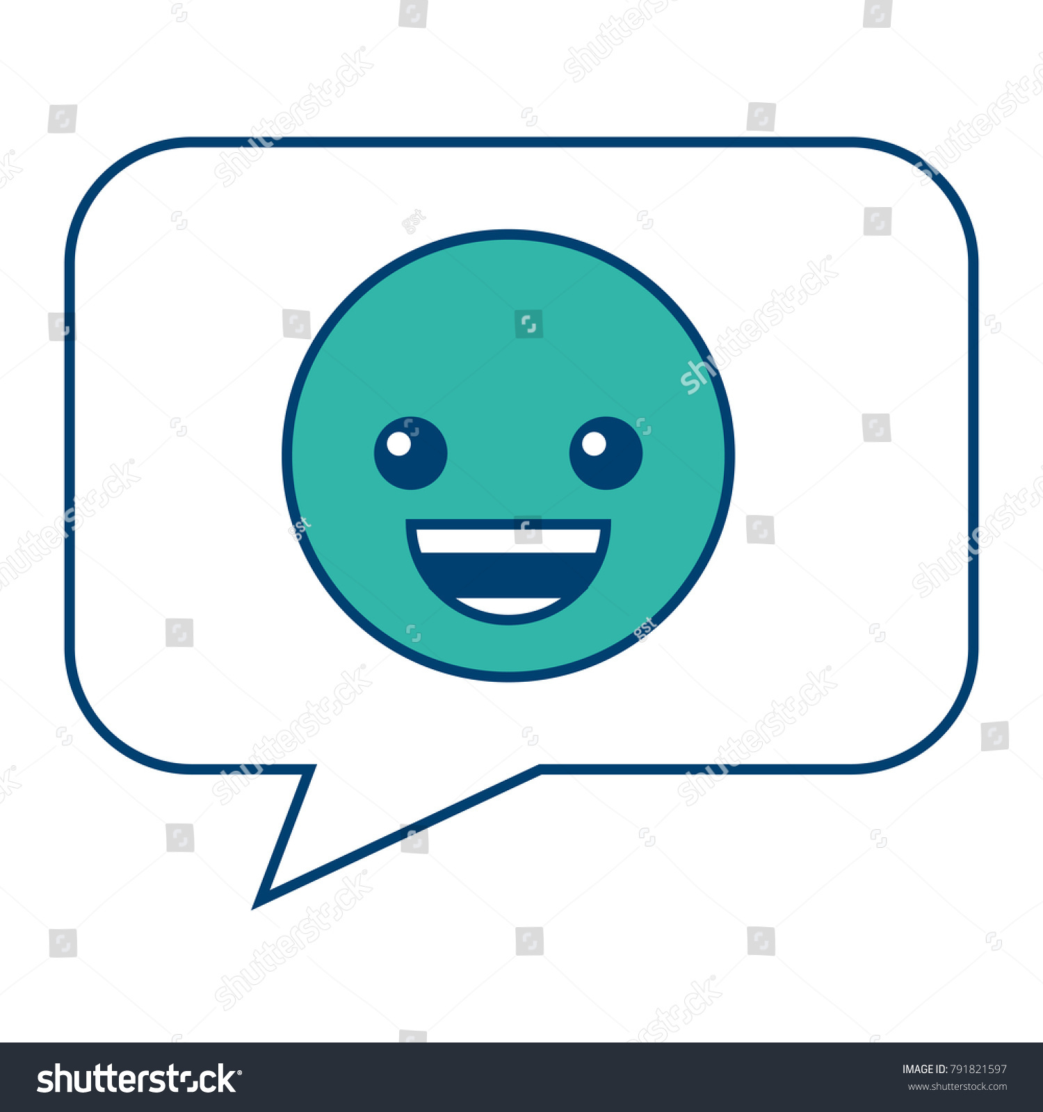 Speech Bubble Smile Emoticon Face Stock Vector (Royalty Free) 791821597
