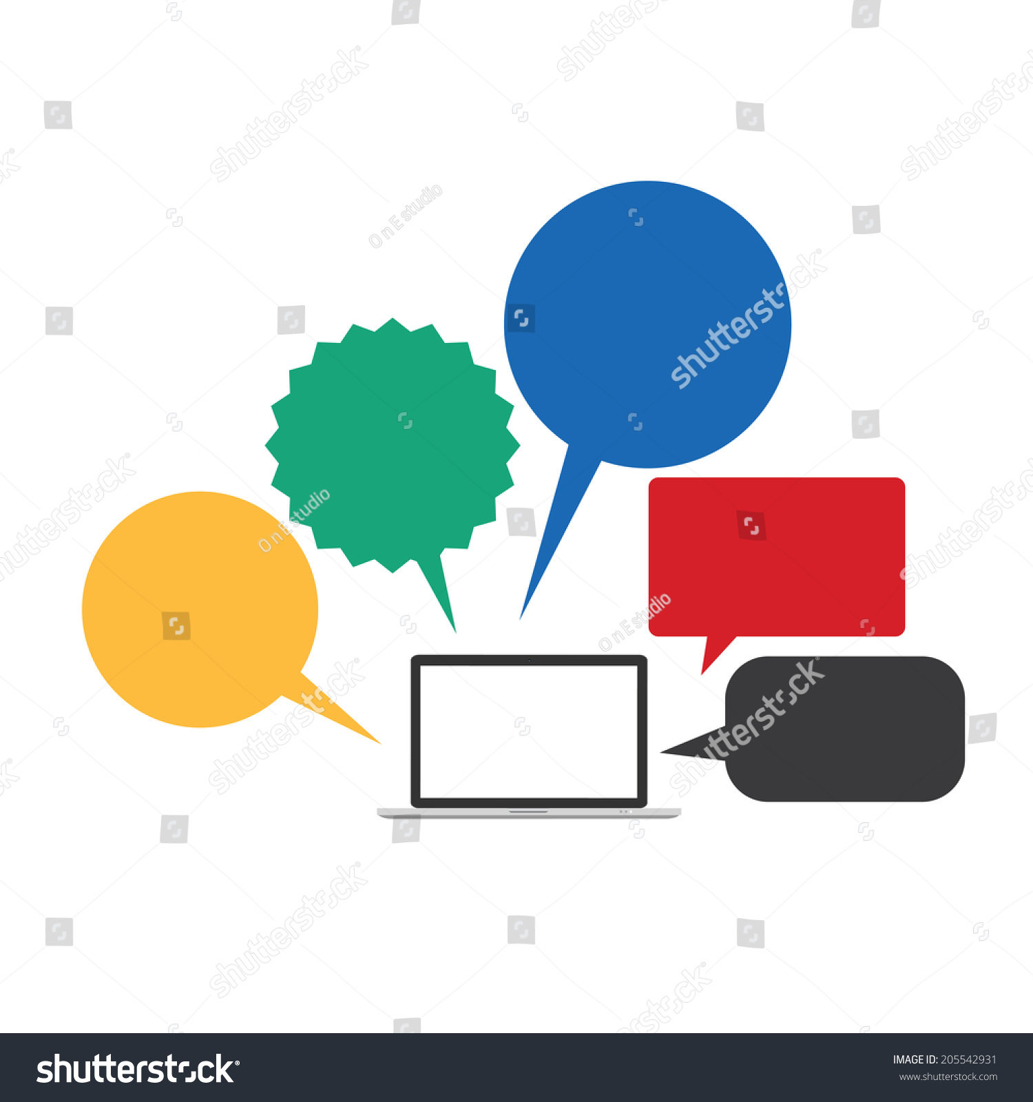 Speech Bubble Laptop Computersocial Network Concept Stock Vector ...