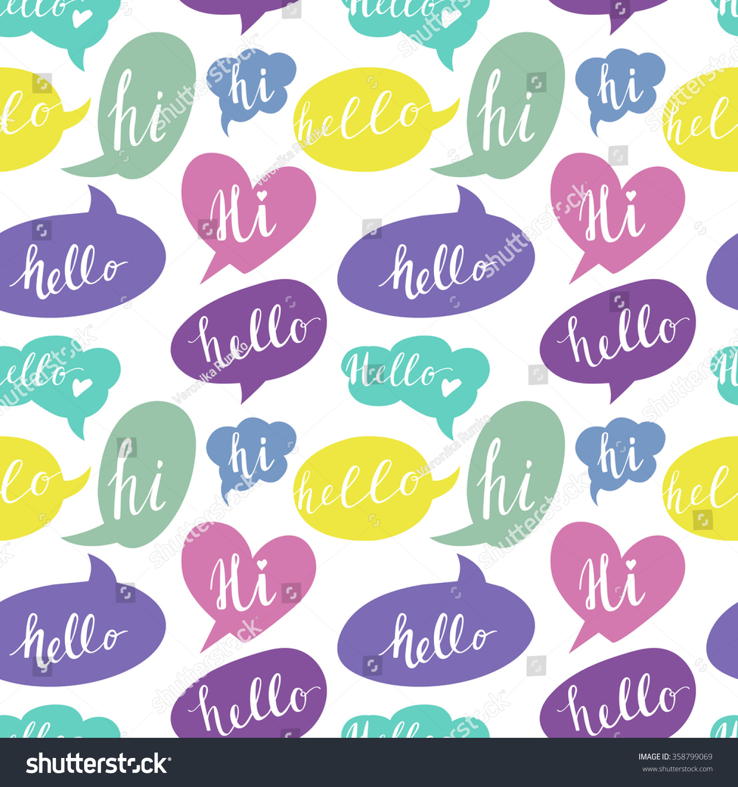 Speech Bubbles Hello Hi Words Seamless Stock Vector (Royalty Free ...