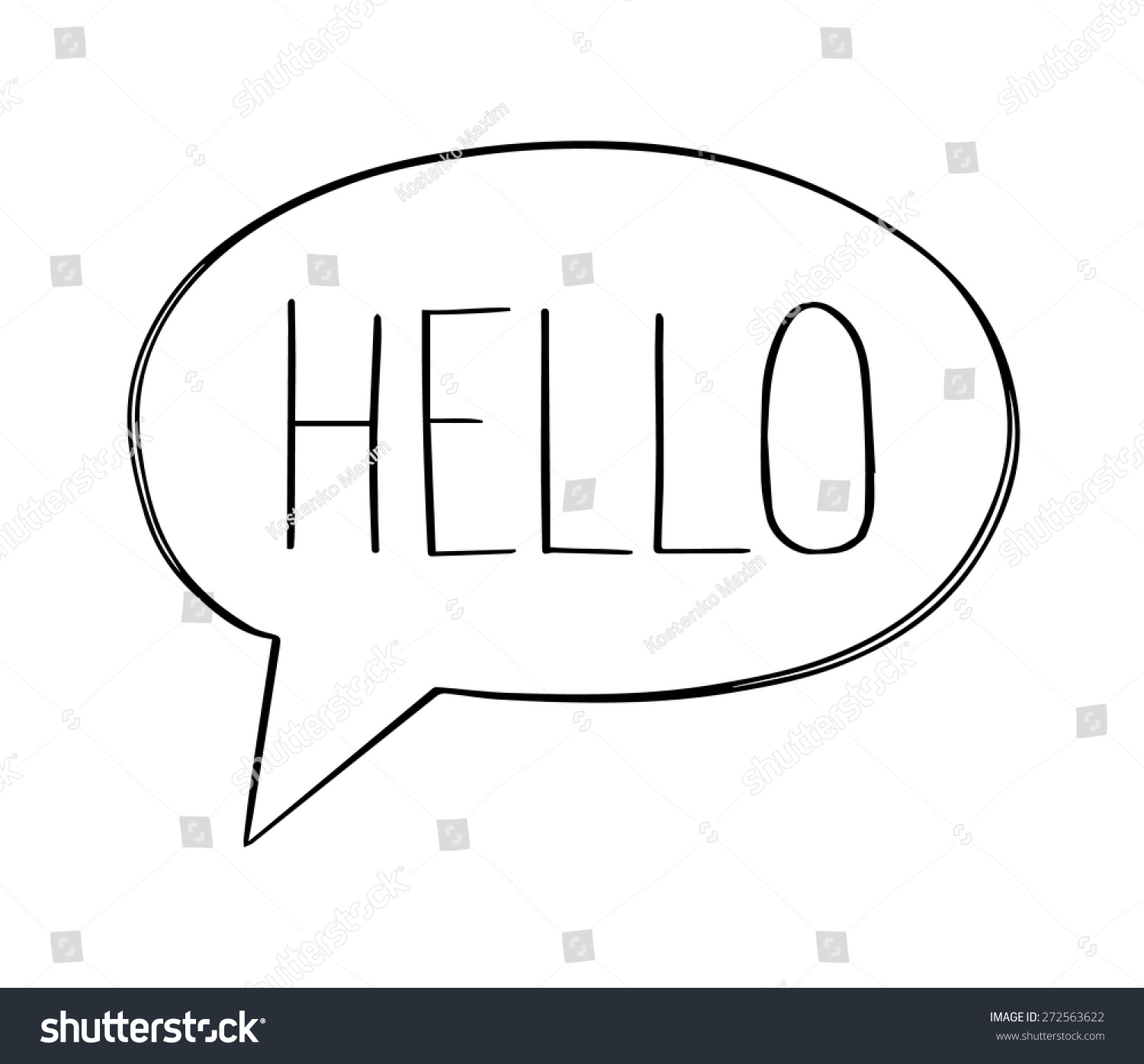 Speech Bubbles Hello Word Hand Drawn Stock Vector 272563622 - Shutterstock
