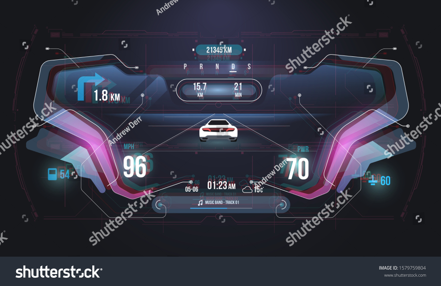 Speed Hud Kilometer Performance Indicators Dashboard: vector de stock ...