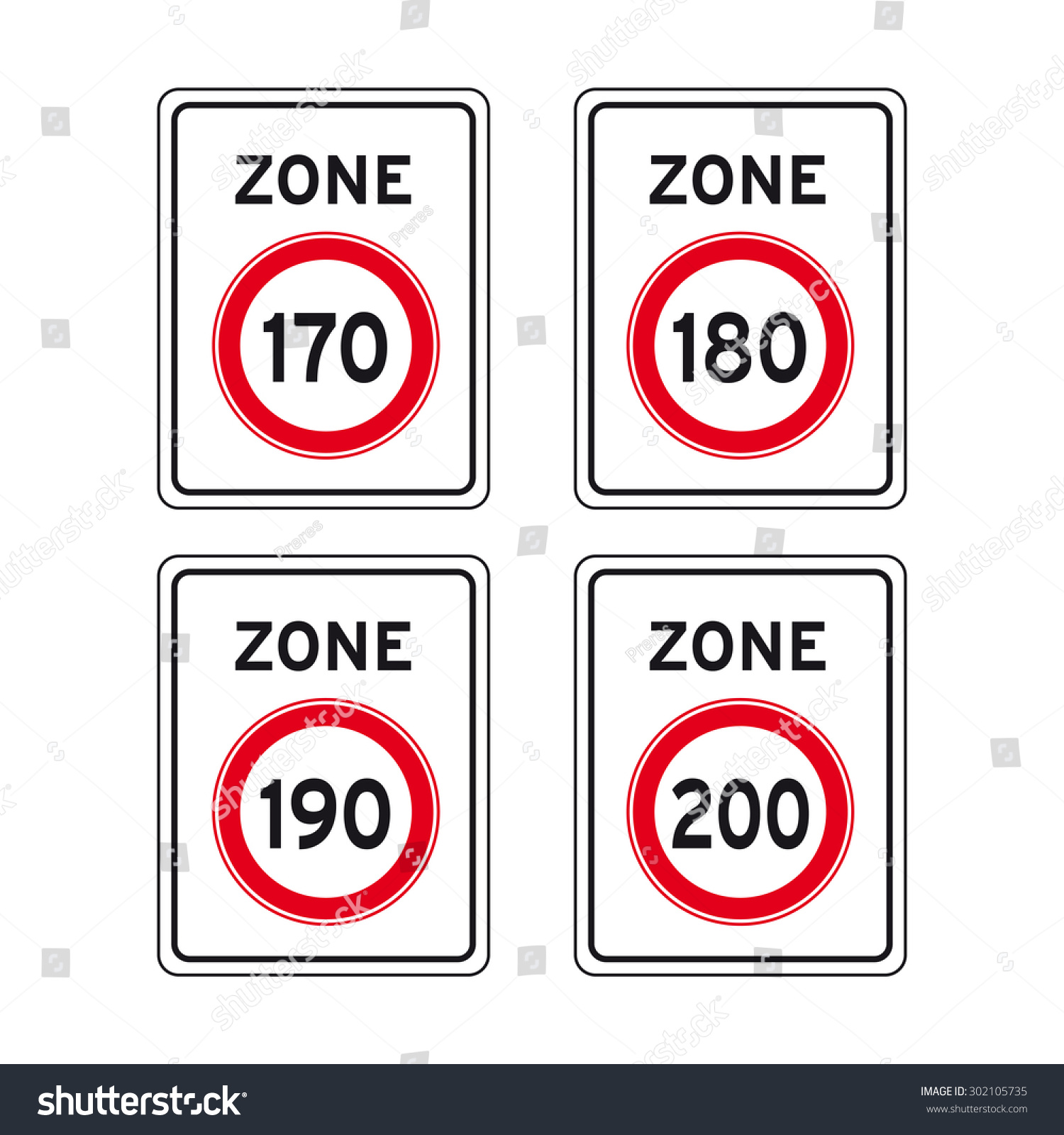 Speed Limit Zone Sign Vector Set Stock Vector (Royalty Free) 302105735 ...
