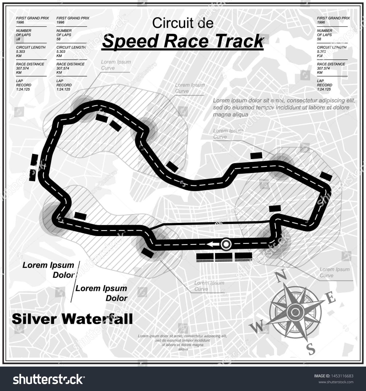 Mapa del circuito de carreras de: vector de stock (libre de regalías ...