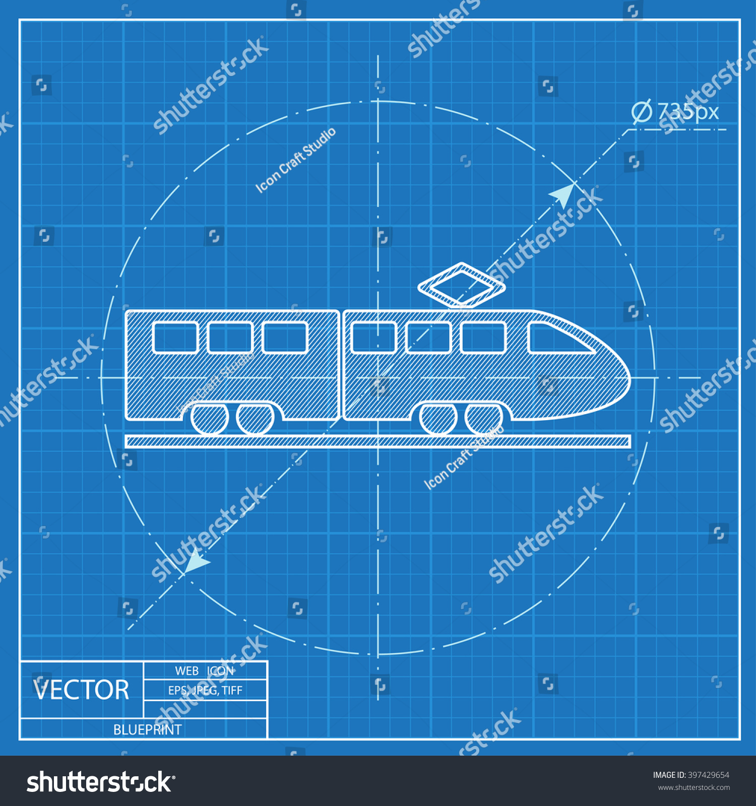 Speed Train Vector Blueprint Icon Stock Vector (Royalty Free) 397429654 ...