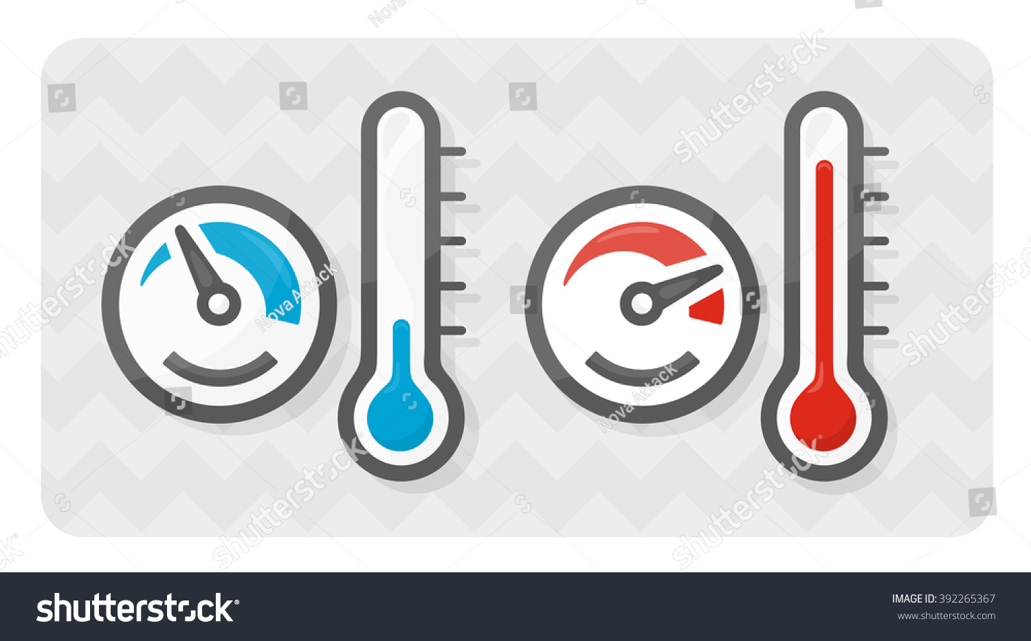 Speedometer Thermometer Vector Icons Set: vector de stock (libre de ...