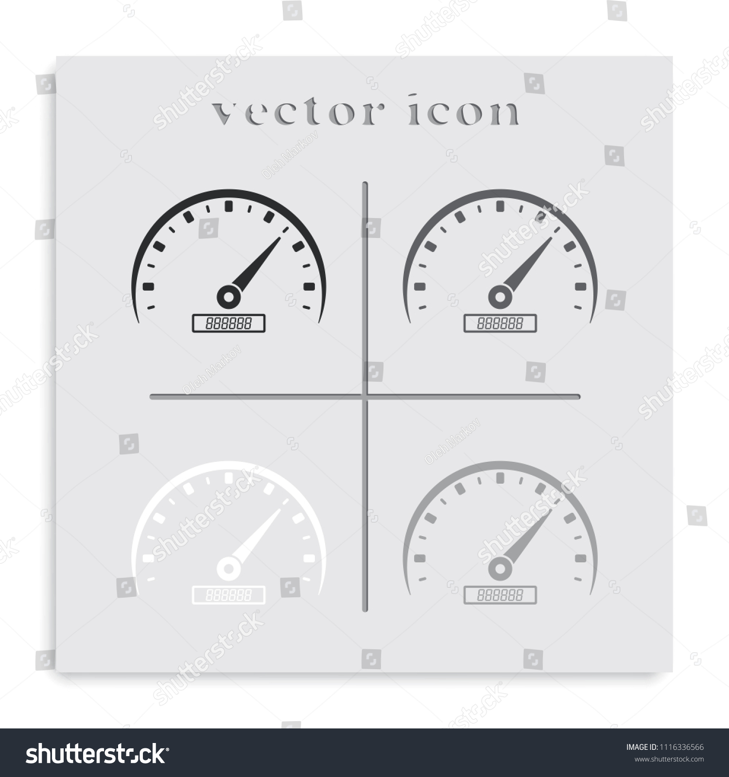 Speedometer Flat Black White Vector Icon Stock Vector (Royalty Free ...