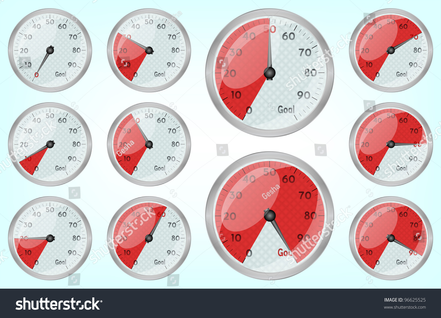 Speedometer Graphic Showing Progress Towards Goal Stock Vector (Royalty ...