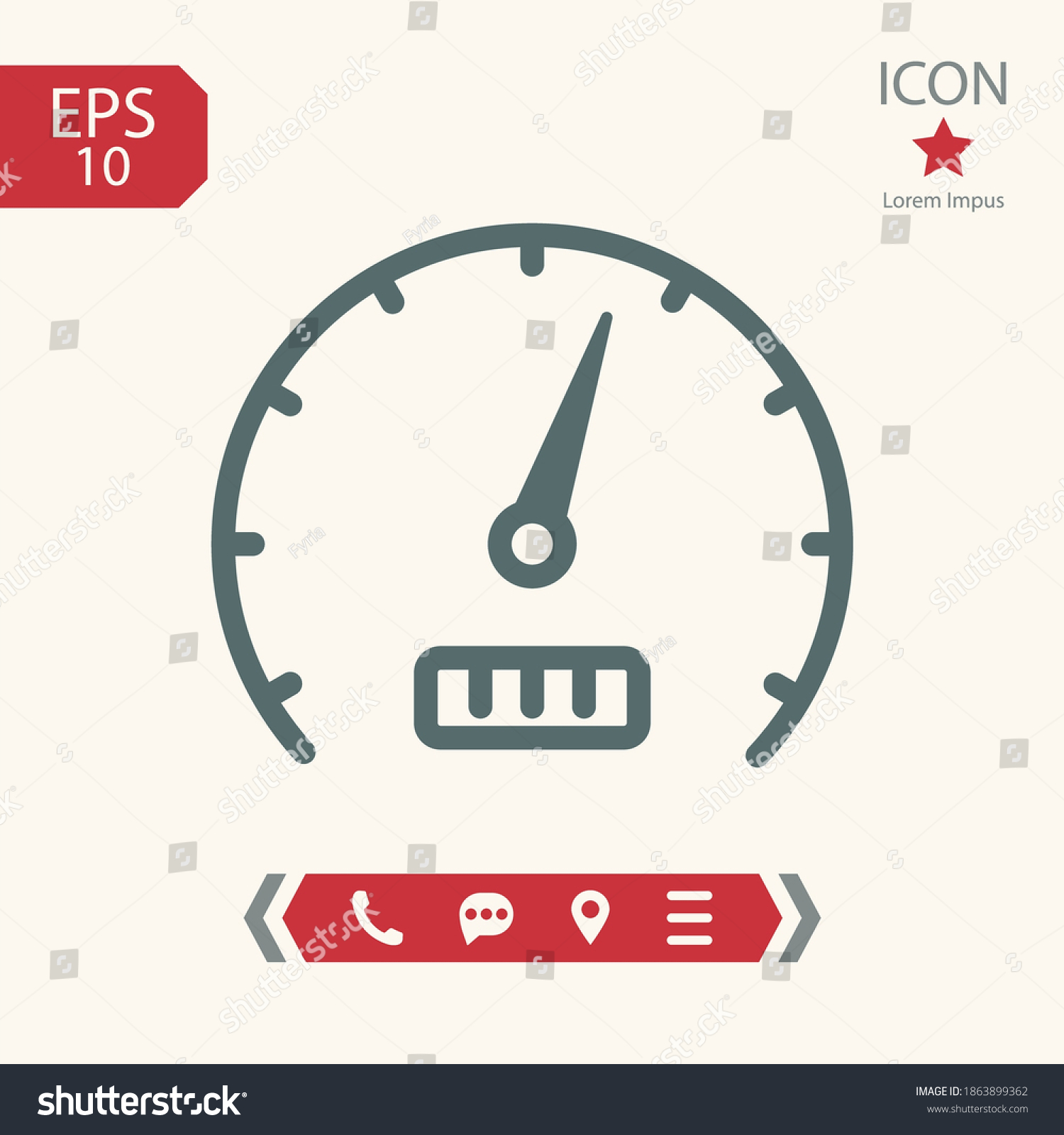 Speedometer Line Icon Outline Vector Illustration Stock Vector (Royalty ...