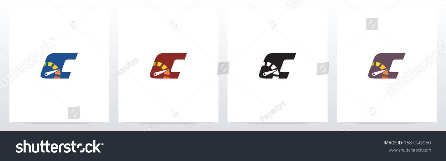 Speedometer On Letter Logo Design C Stock Vector (Royalty Free ...