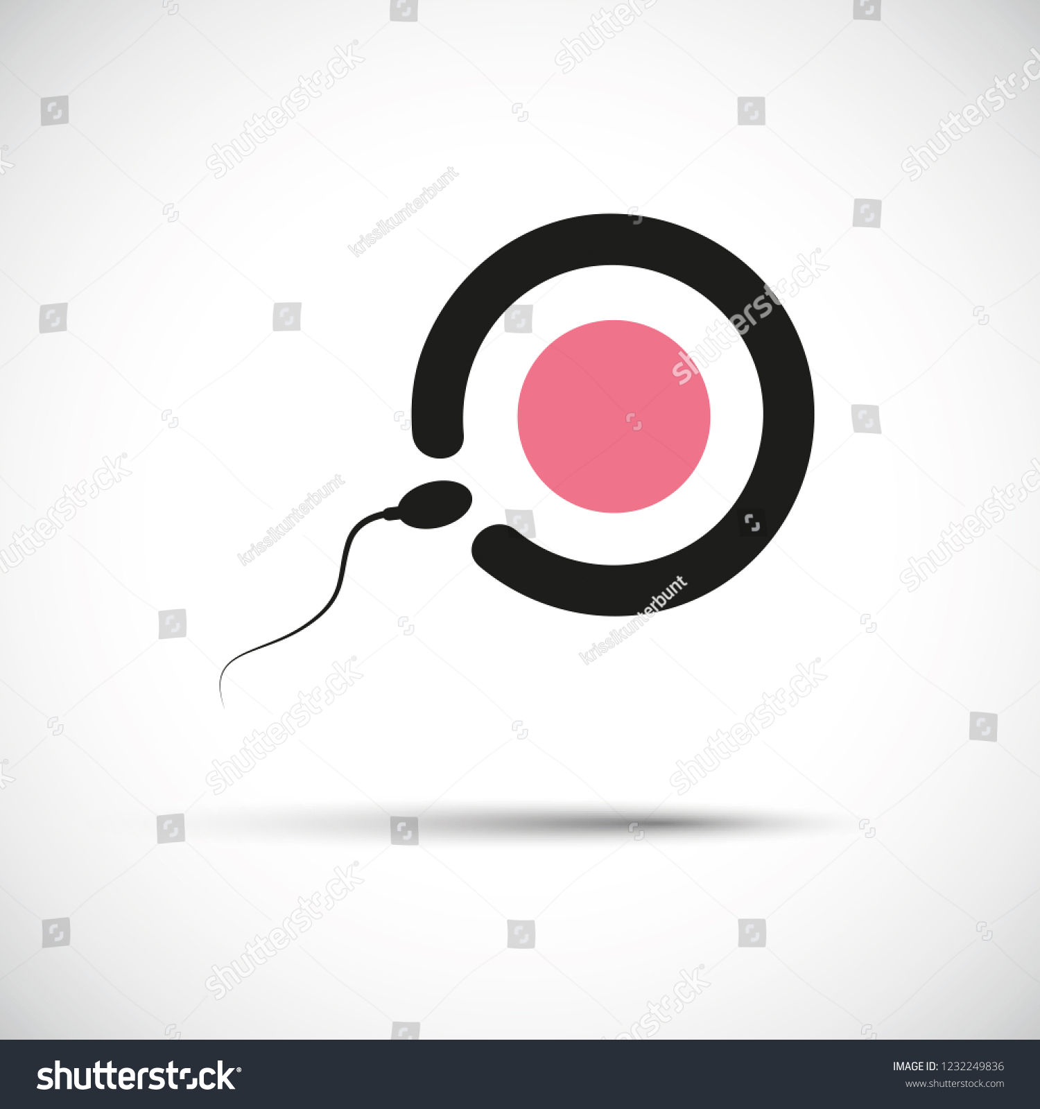 Sperm Fertilizing Egg Cell Icon On Stock Vector Royalty Free