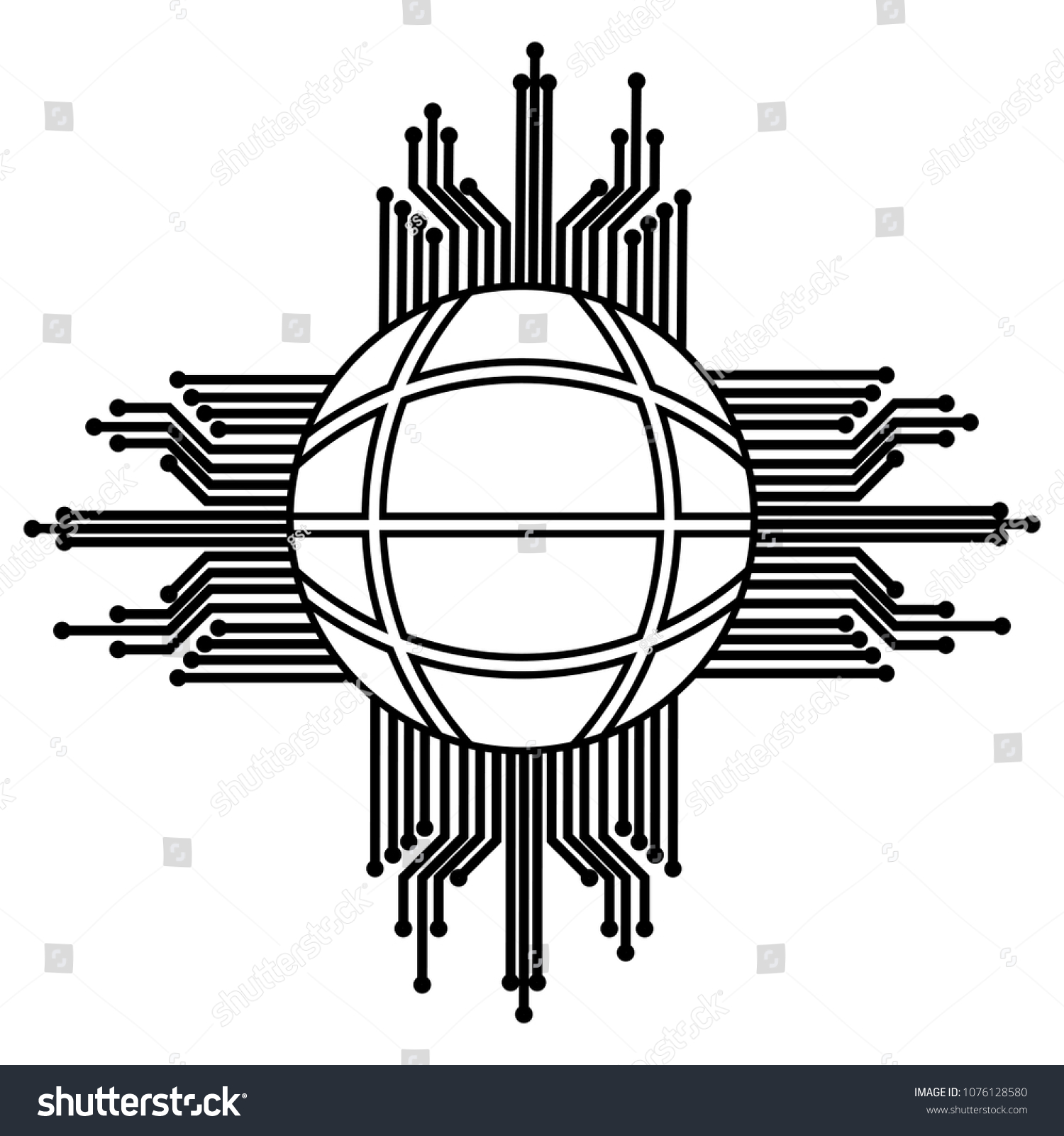 Sphere Planet Circuit Electric Stock Vector (Royalty Free) 1076128580 ...