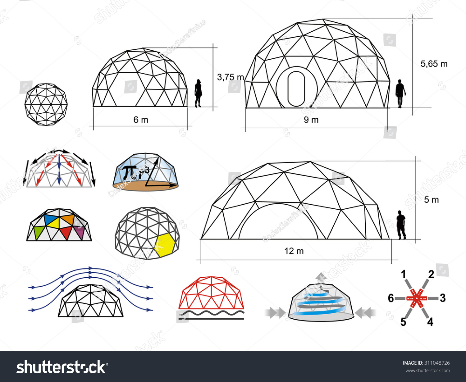 Spherical House Constructions Icons Stock Vector (Royalty Free) 311048726
