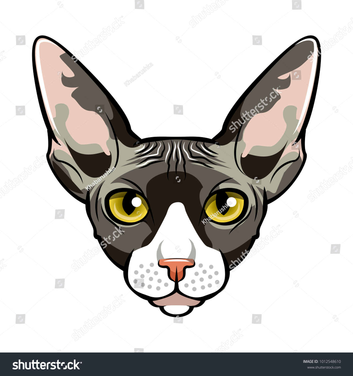 Sphynx Cat Face Cartoon Flat Icon: เวกเตอร์สต็อก (ปลอดค่าลิขสิทธิ์ ...