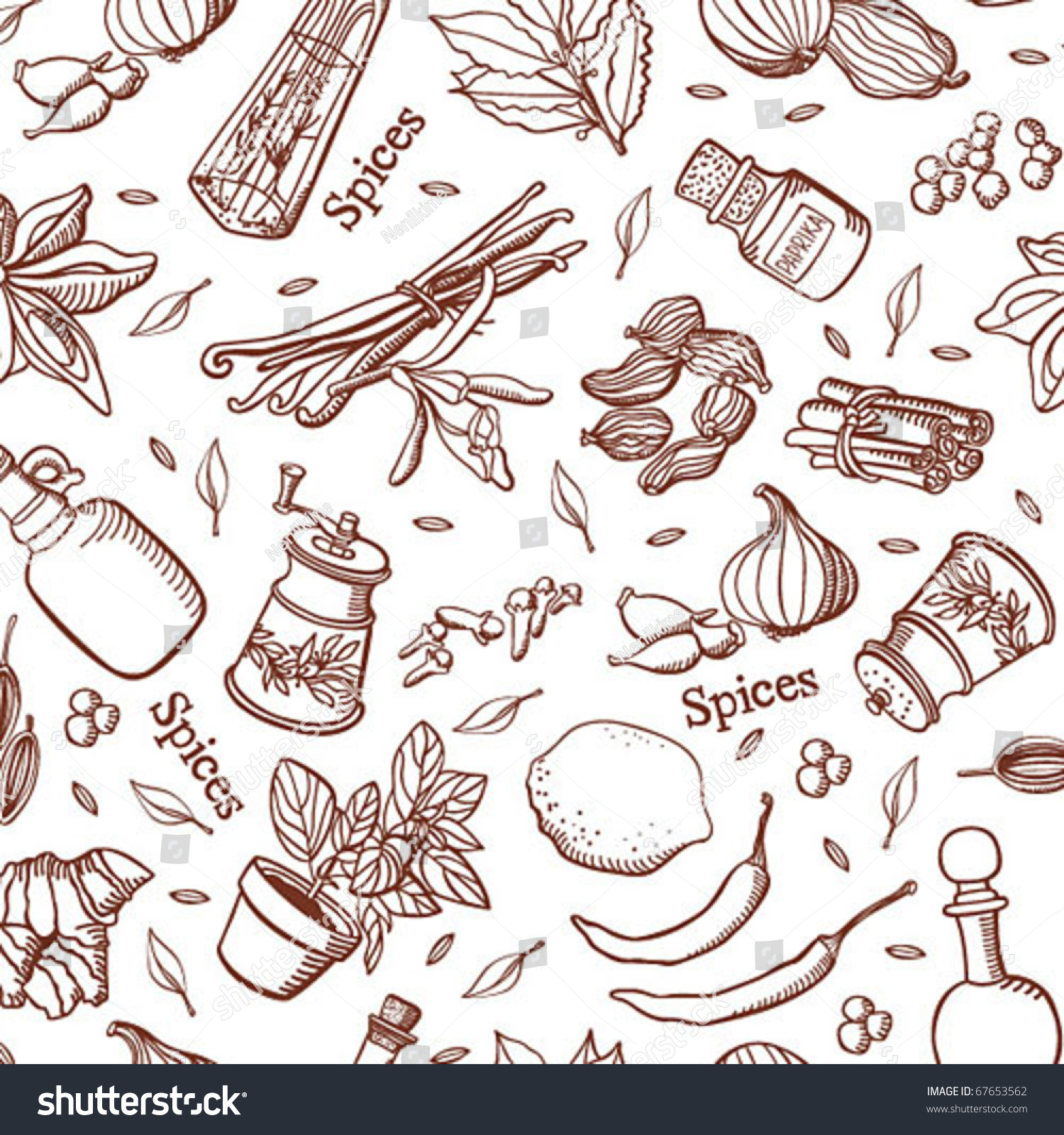 Spices Kitchen Background Stock Vector (Royalty Free) 67653562