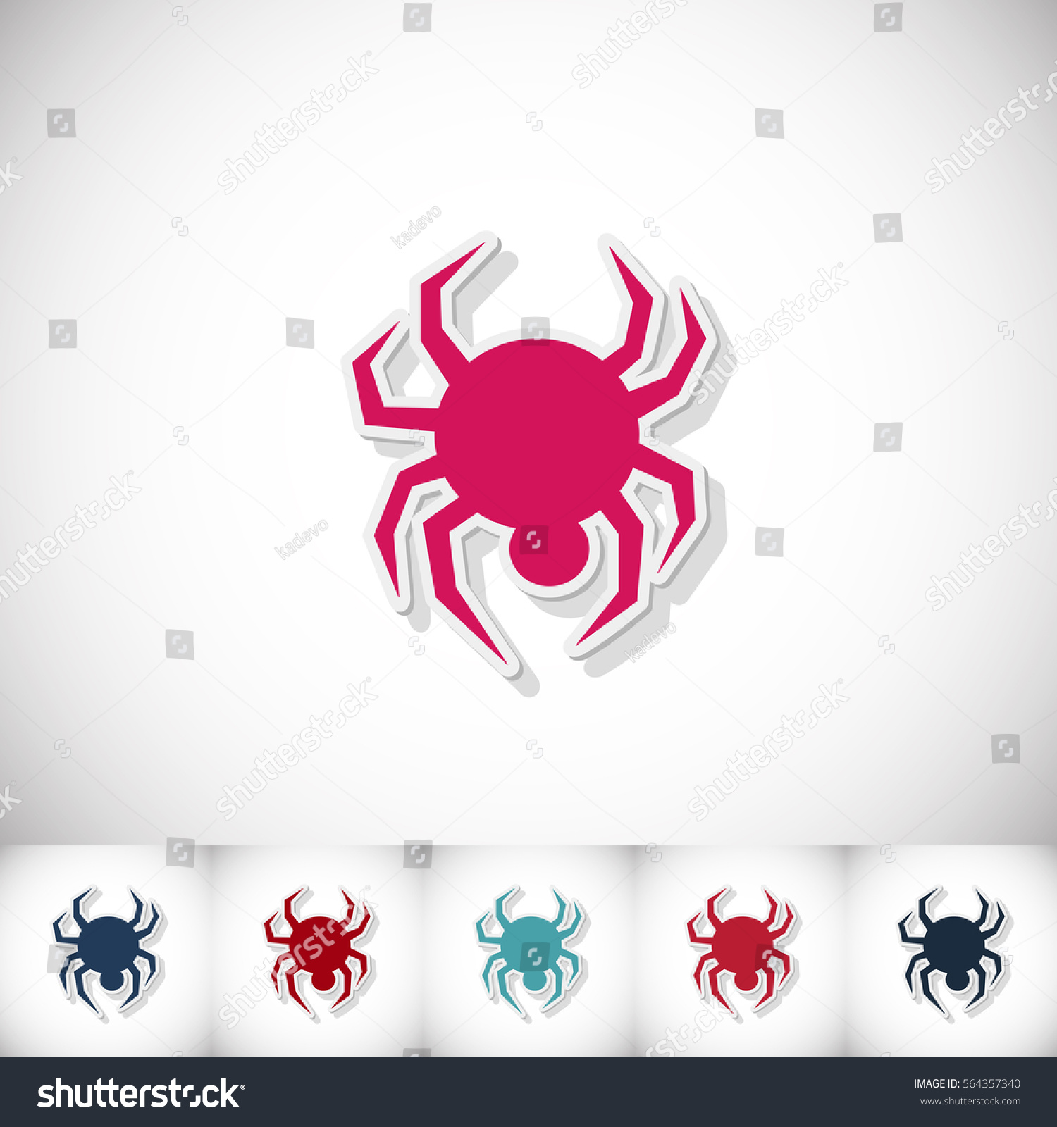 Spider Flat Sticker Shadow On White Stock Vector (Royalty Free ...