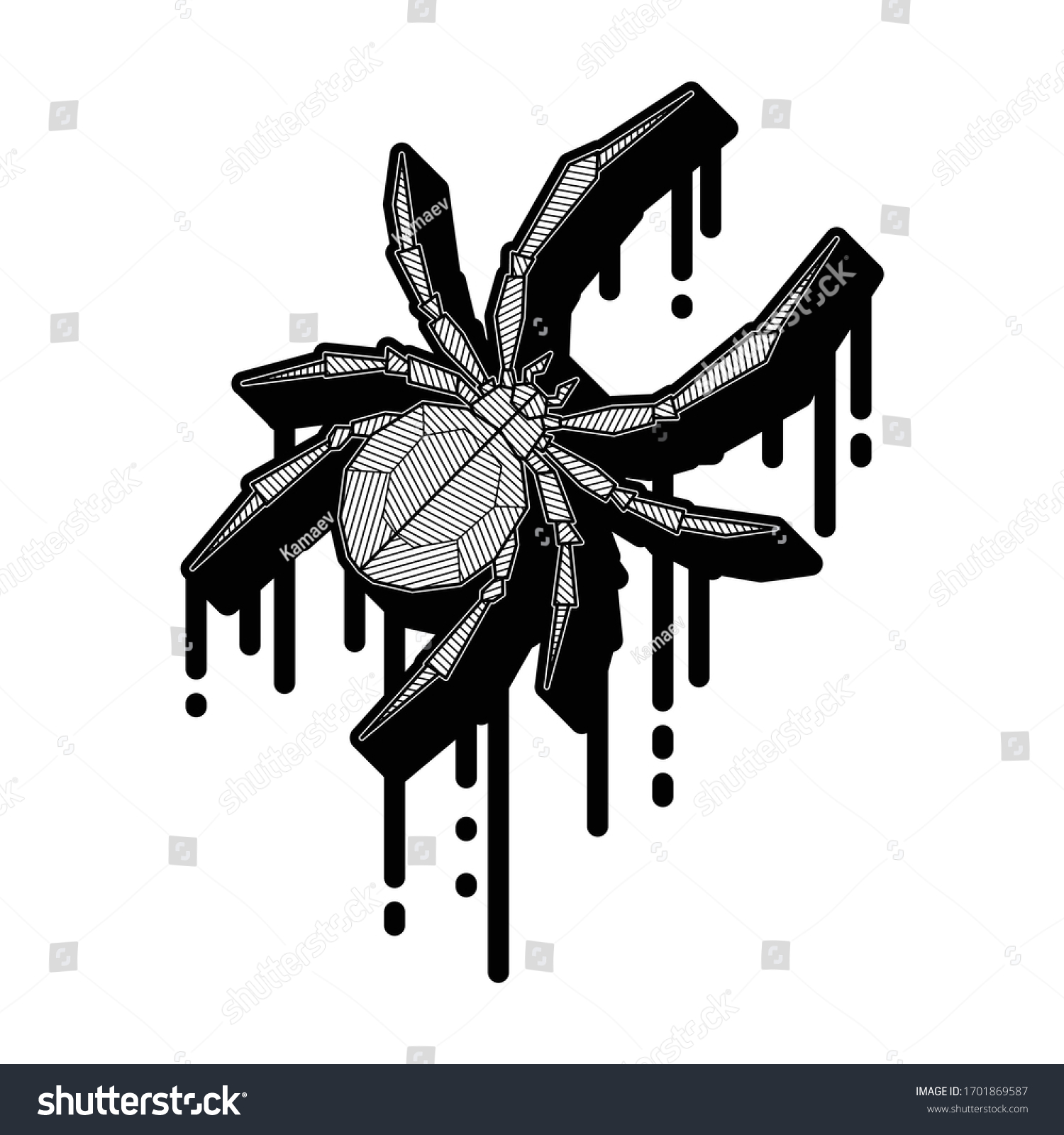Spider Geometric Drawing Tattoo Blackwork: เวกเตอร์สต็อก (ปลอดค่า ...