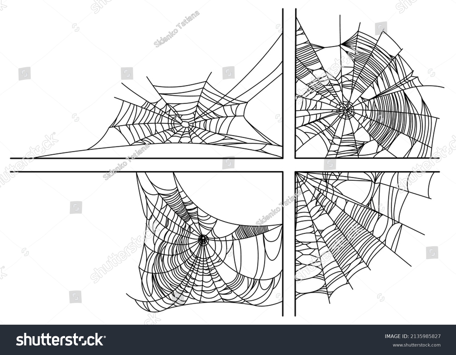 Spider Web Corners Isolated On White Stock Vector (Royalty Free ...