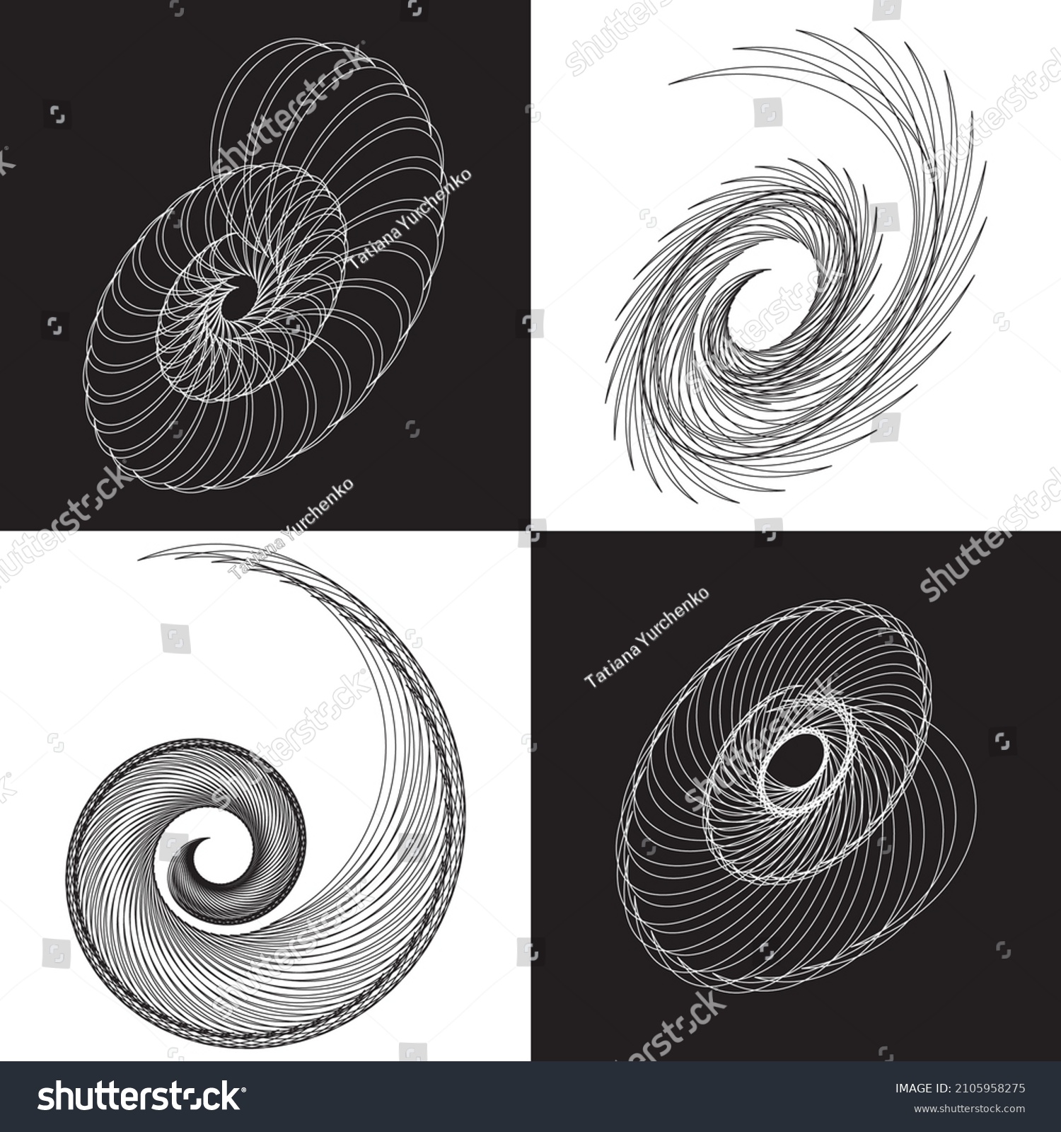 Spiral Abstract Black White Vector Stock Vector (Royalty Free ...