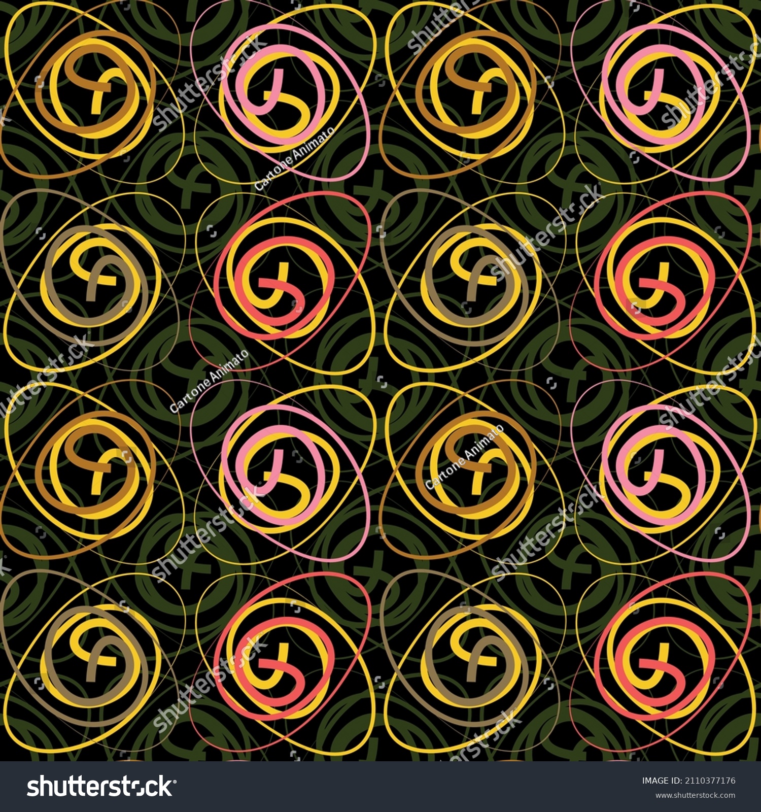 Spiral Contrast Pattern Grid Doodle Seamless Stock Vector (Royalty Free ...