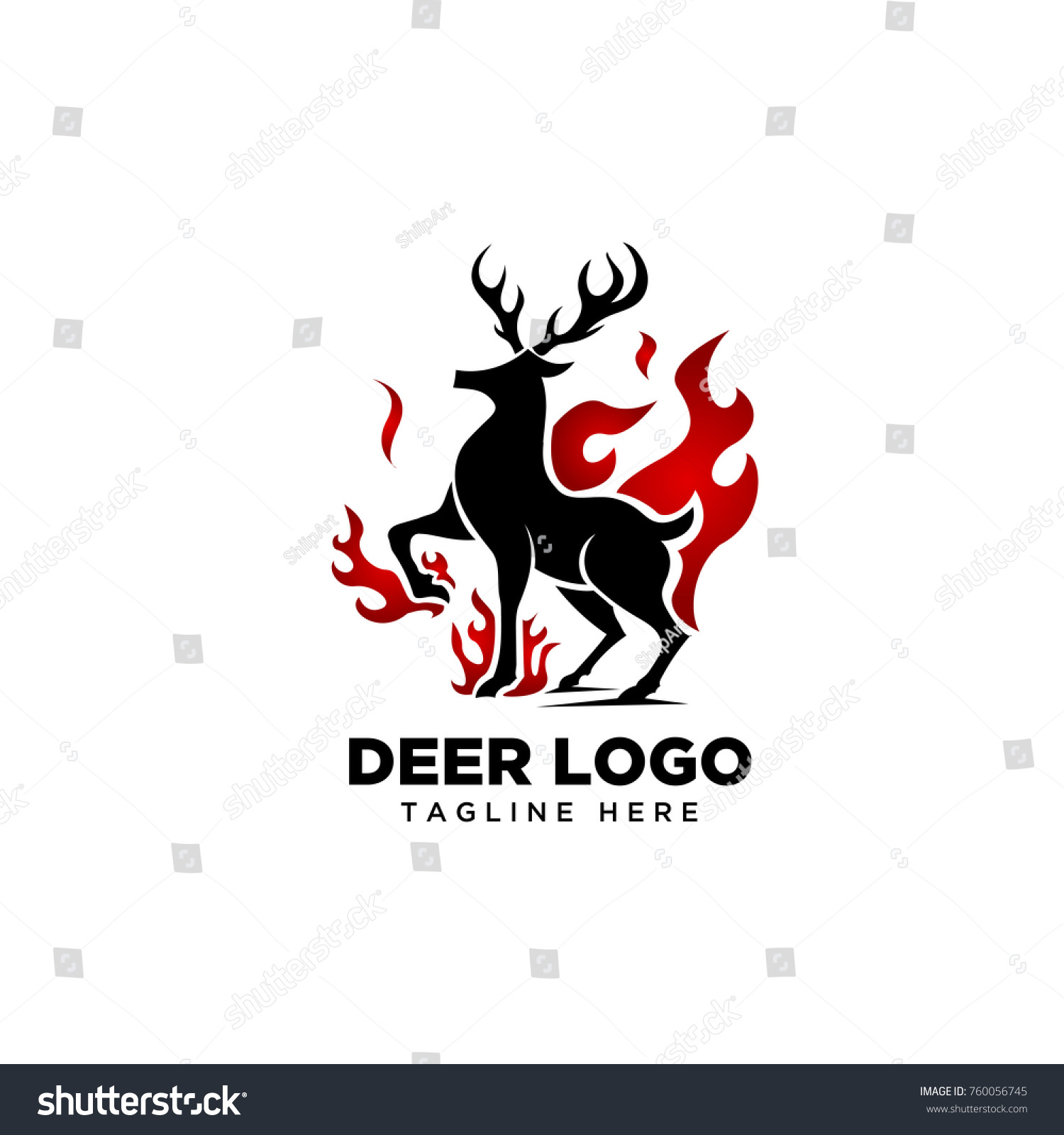 Spirit Fire Deer Logo Stock Vector (Royalty Free) 760056745