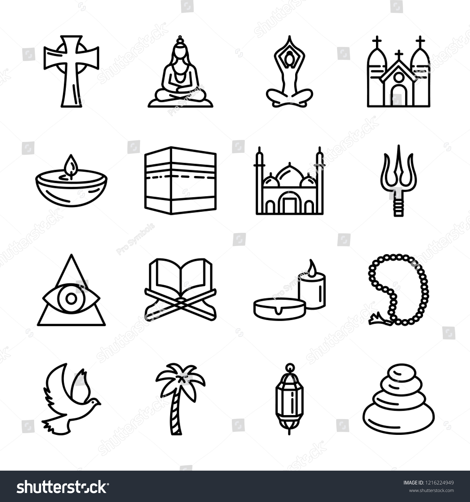 Spiritual Elements Icons Set Stock Vector (Royalty Free) 1216224949 ...