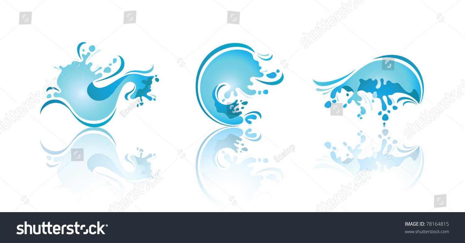 Splash Waves Water Reflection Vector Third Stock Vector 78164815 ...