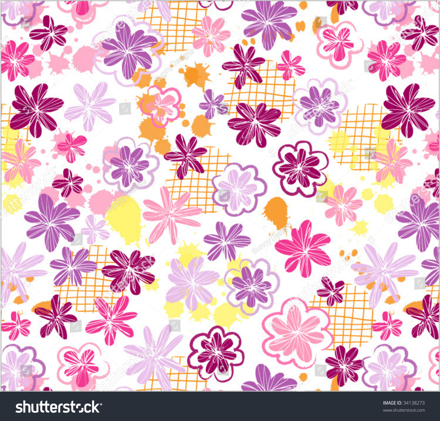 Splatter Seamless Floral Stock Vector (Royalty Free) 34138273 ...
