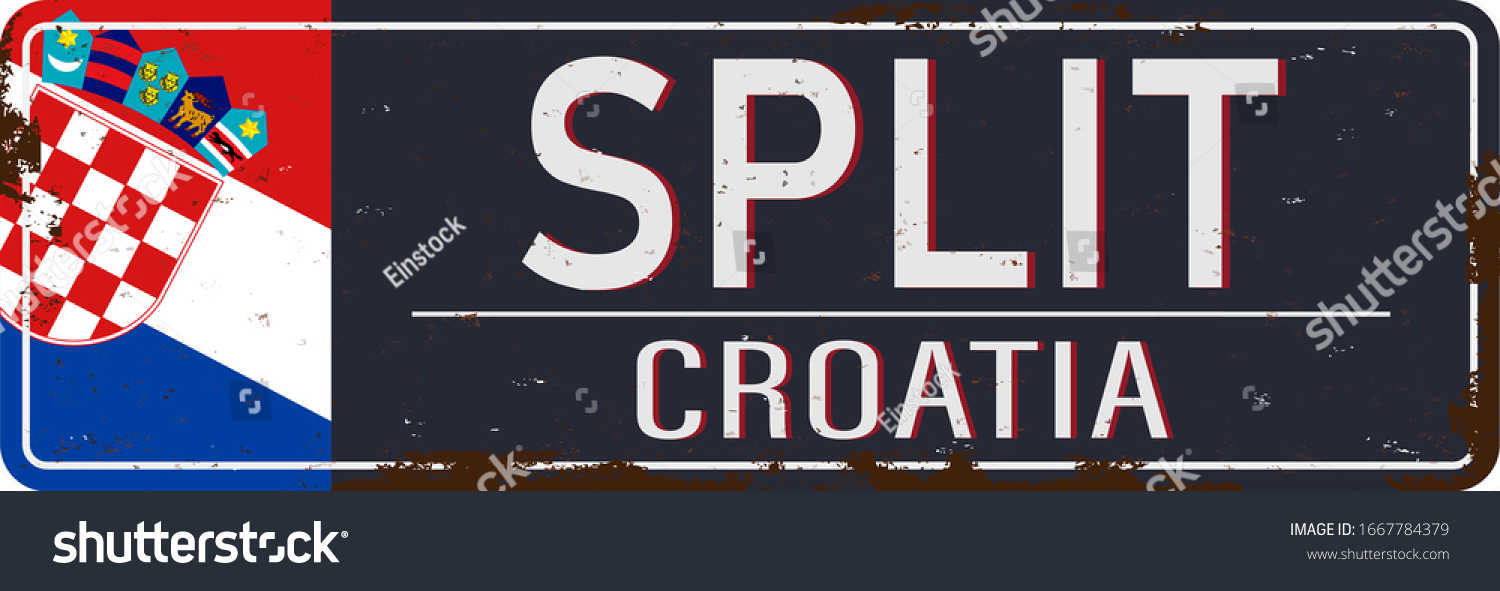 Split Croatia Road Sign Vector Illustration Stock Vector (Royalty Free ...