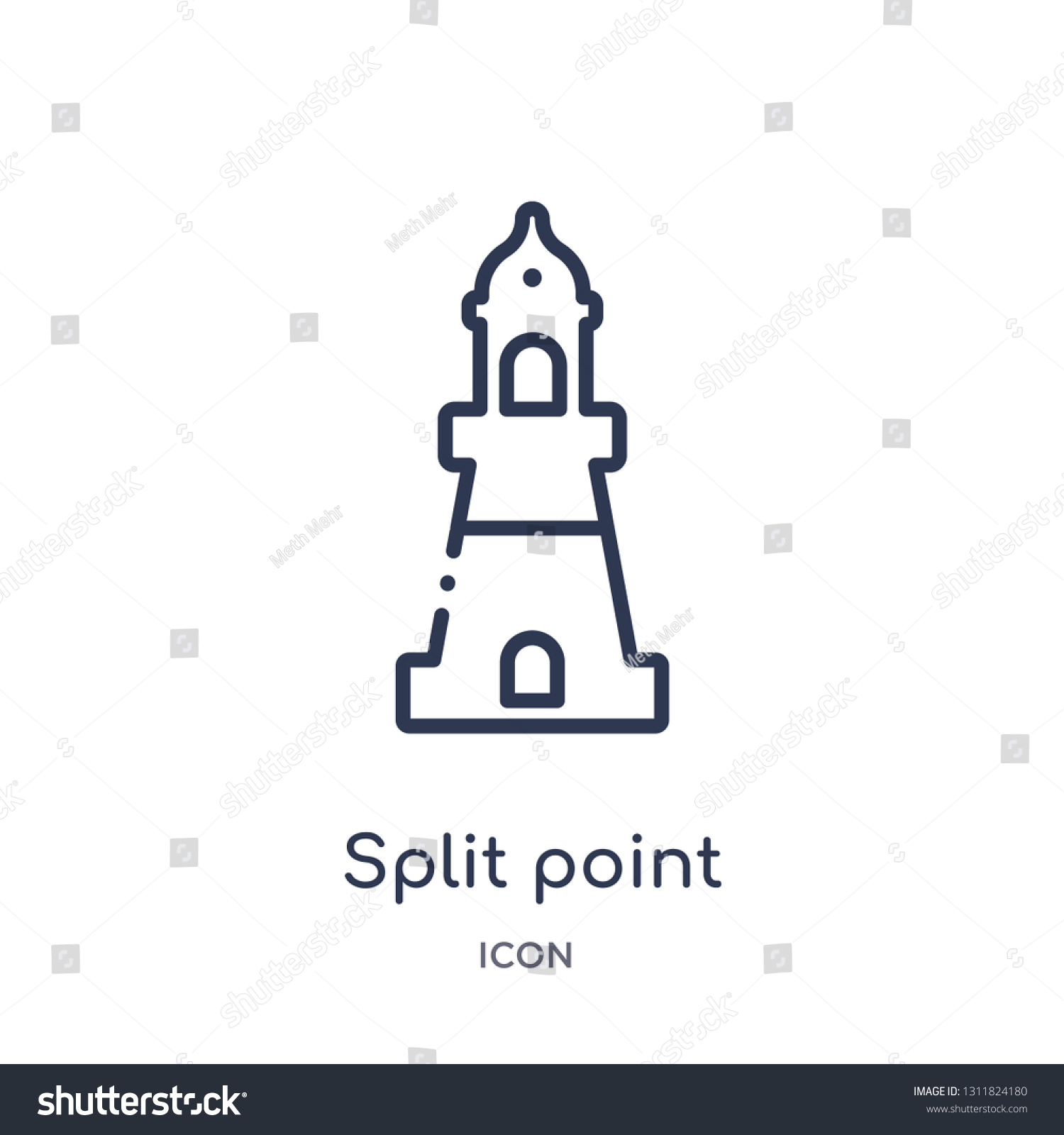 Split Point Lighthouse Icon Monuments Outline Stock Vector (Royalty ...