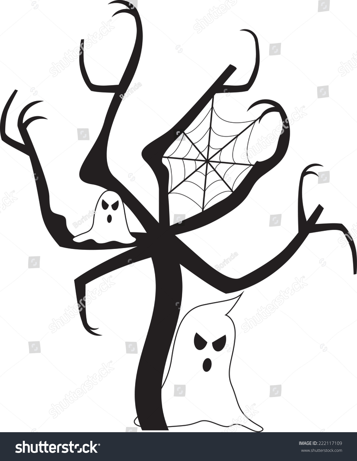 Spooky Ghost Tree Spider Webs Spooky Stock Vector (Royalty Free) 222117109