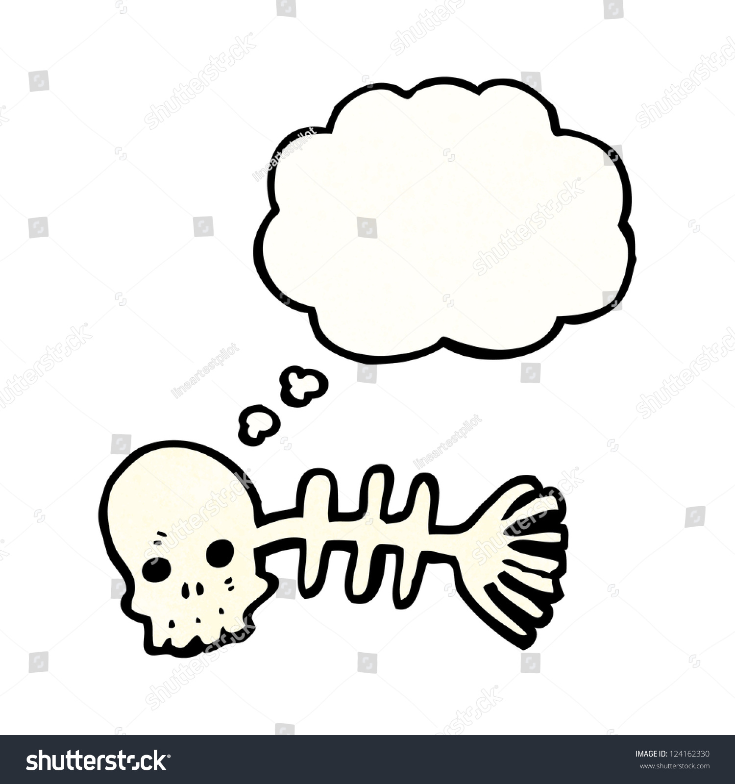 Vektor Stok Spooky Skeleton Fish Cartoon (Tanpa Royalti) 124162330 ...