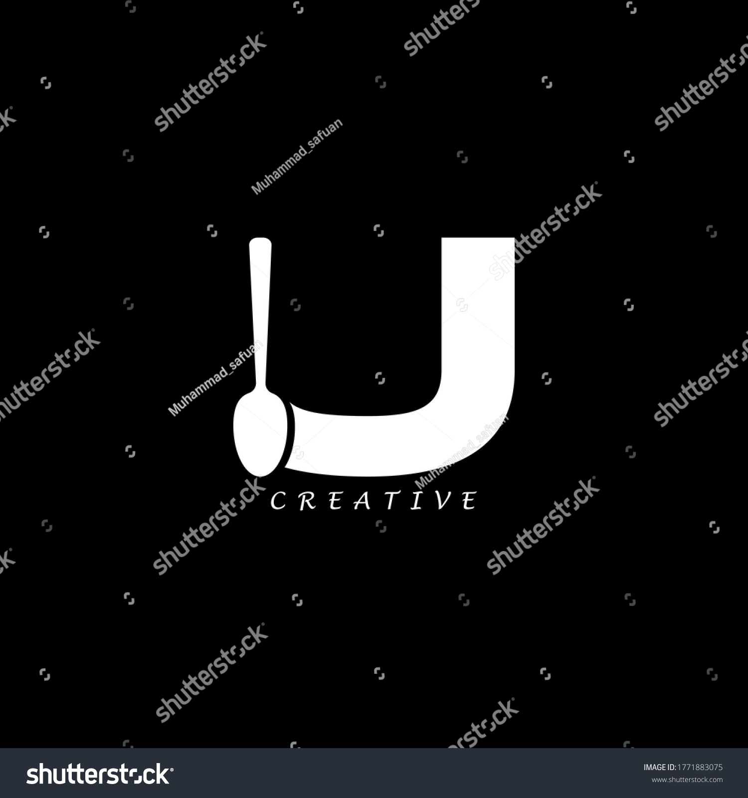 Spoon Concept Simple Flat U Letter Stock Vector (Royalty Free ...