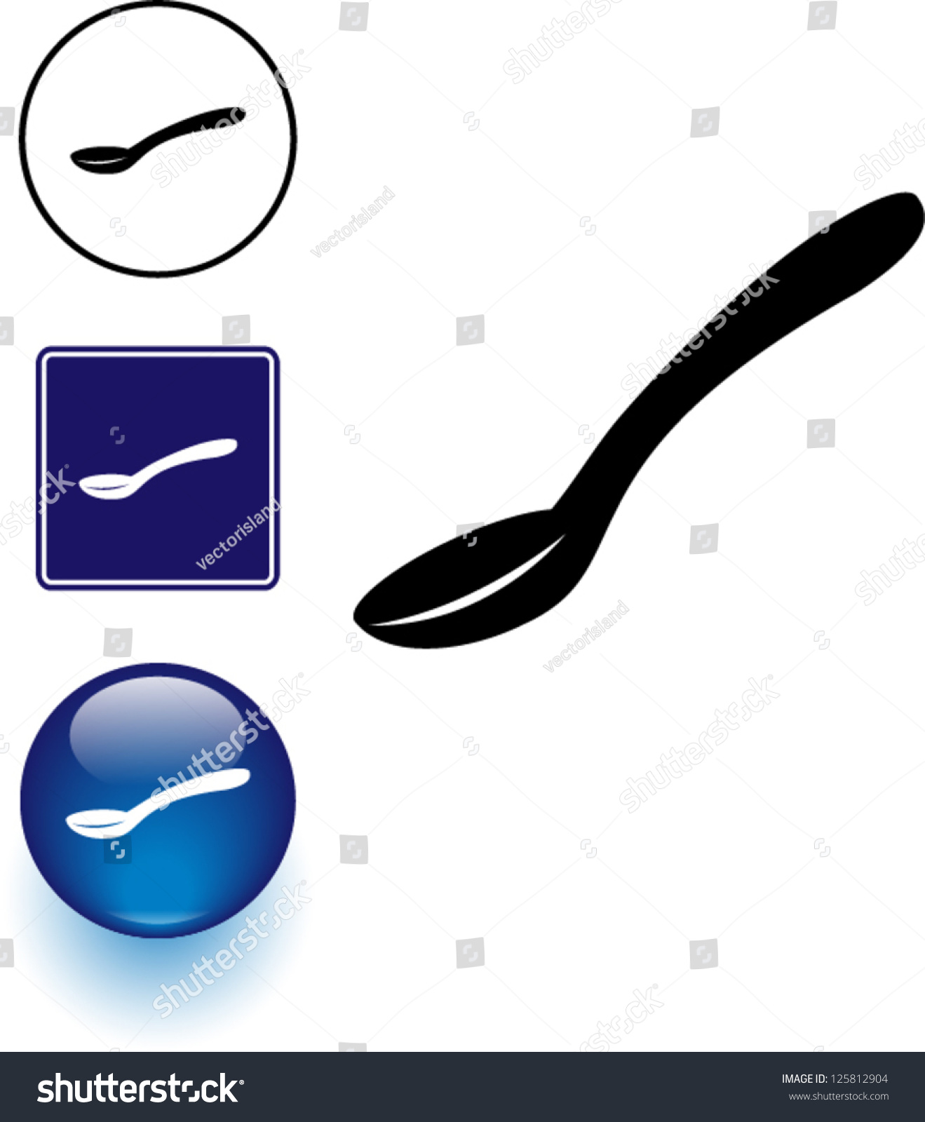 Spoon Symbol Sign And Button Stock Vector Illustration 125812904 ...