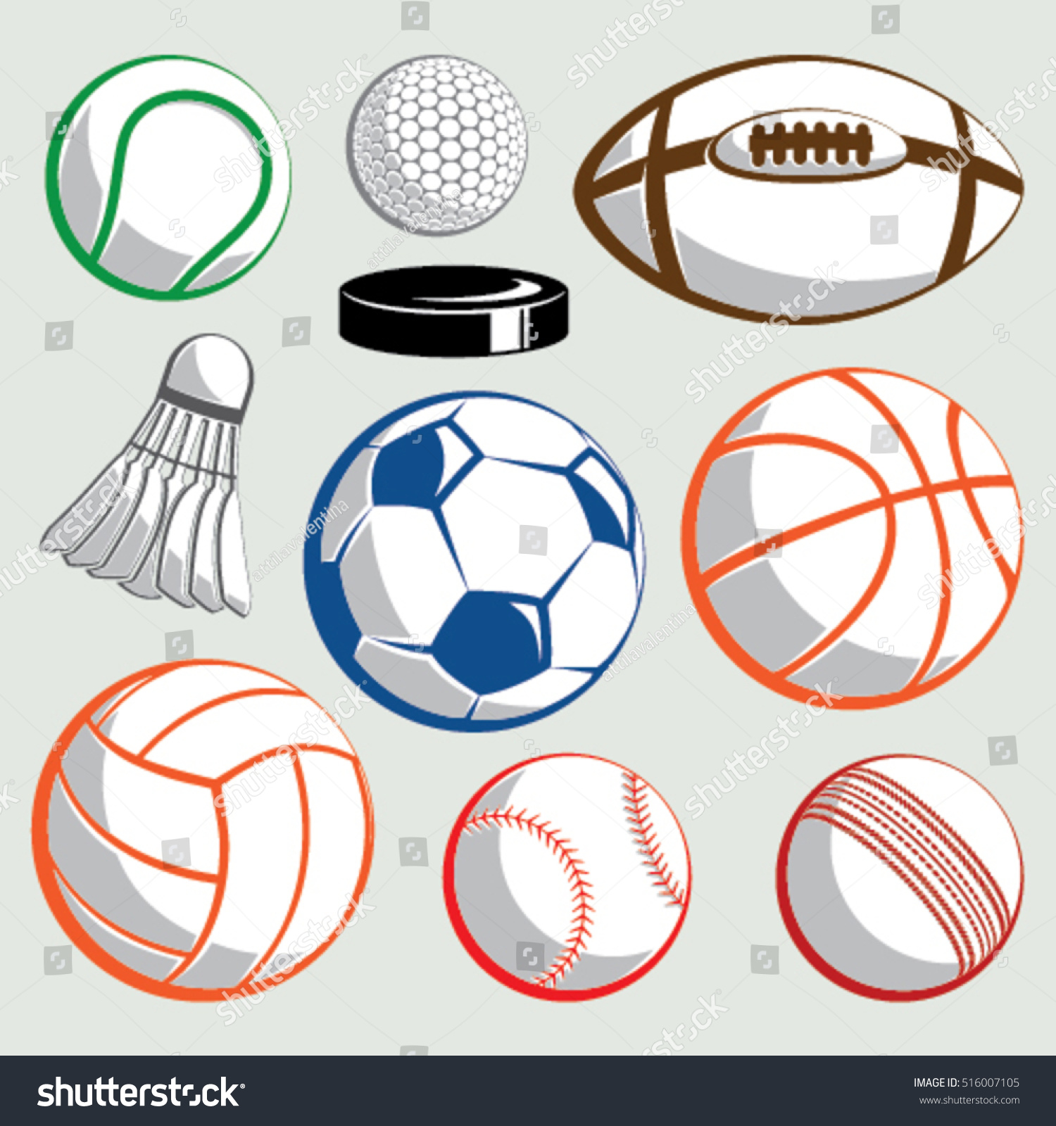 Sport Ball Vector Set On Isolated Stock Vector (Royalty Free) 516007105