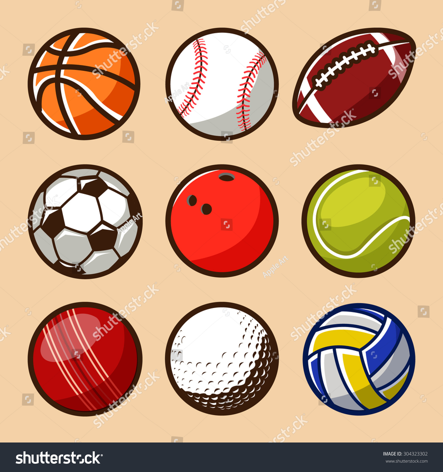 Sport Balls Vector Set 01 Stock Vector (Royalty Free) 304323302 ...