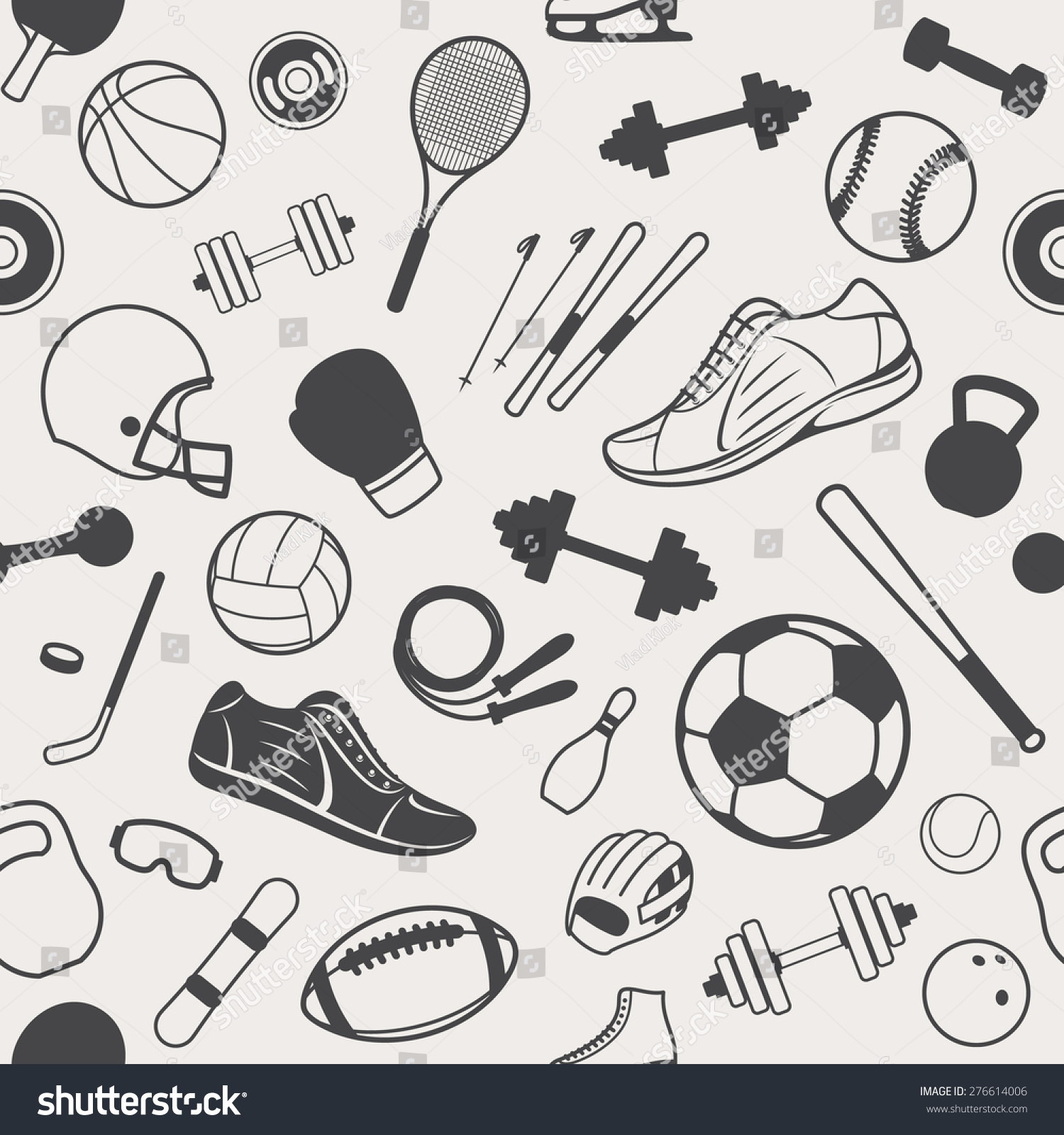 Sport Equipment Background Seamles Pattern Stock Vector (Royalty Free ...