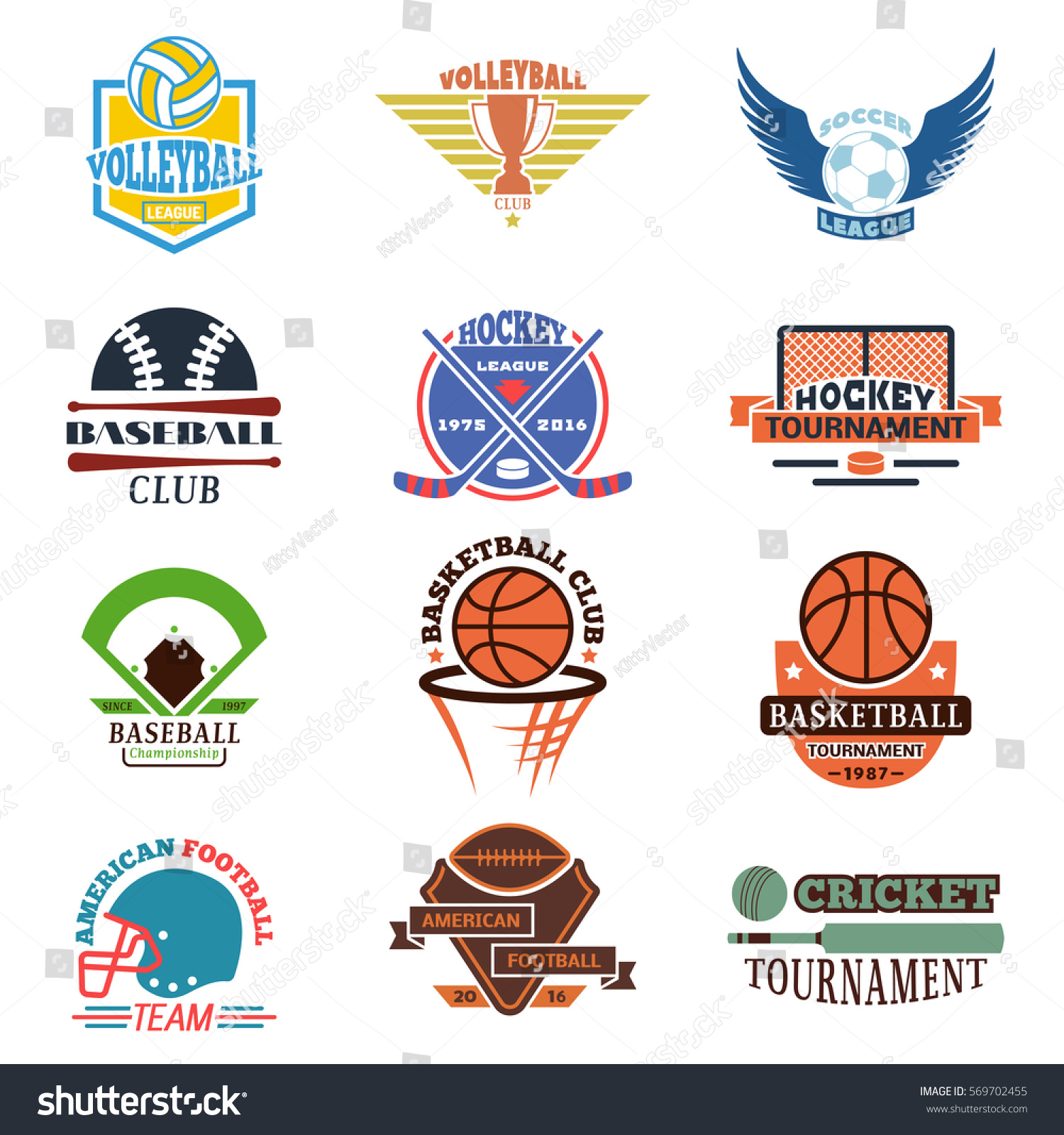 Sport Team Badge Vector Set: เวกเตอร์สต็อก (ปลอดค่าลิขสิทธิ์) 569702455 ...