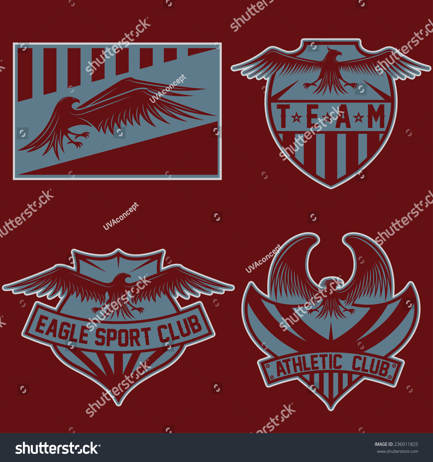 Sport Team Crests Set Eagles Vector Stock Vector (Royalty Free ...