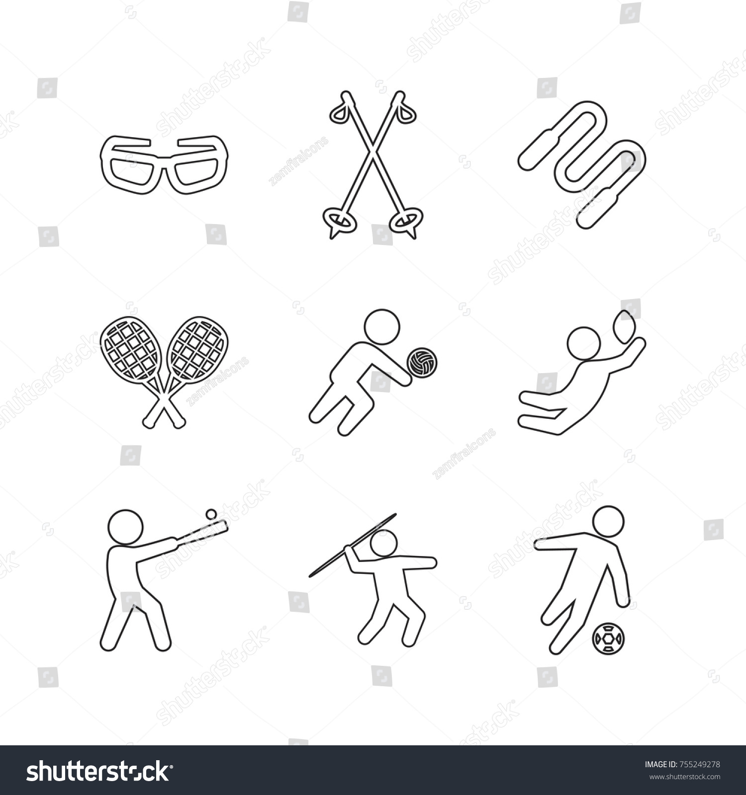 Sport Vector Collection Set Stock Vector (Royalty Free) 755249278