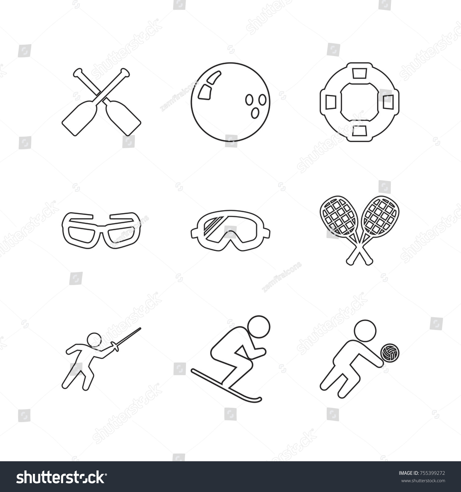 Sport Vector Collection Set Stock Vector (Royalty Free) 755399272 ...