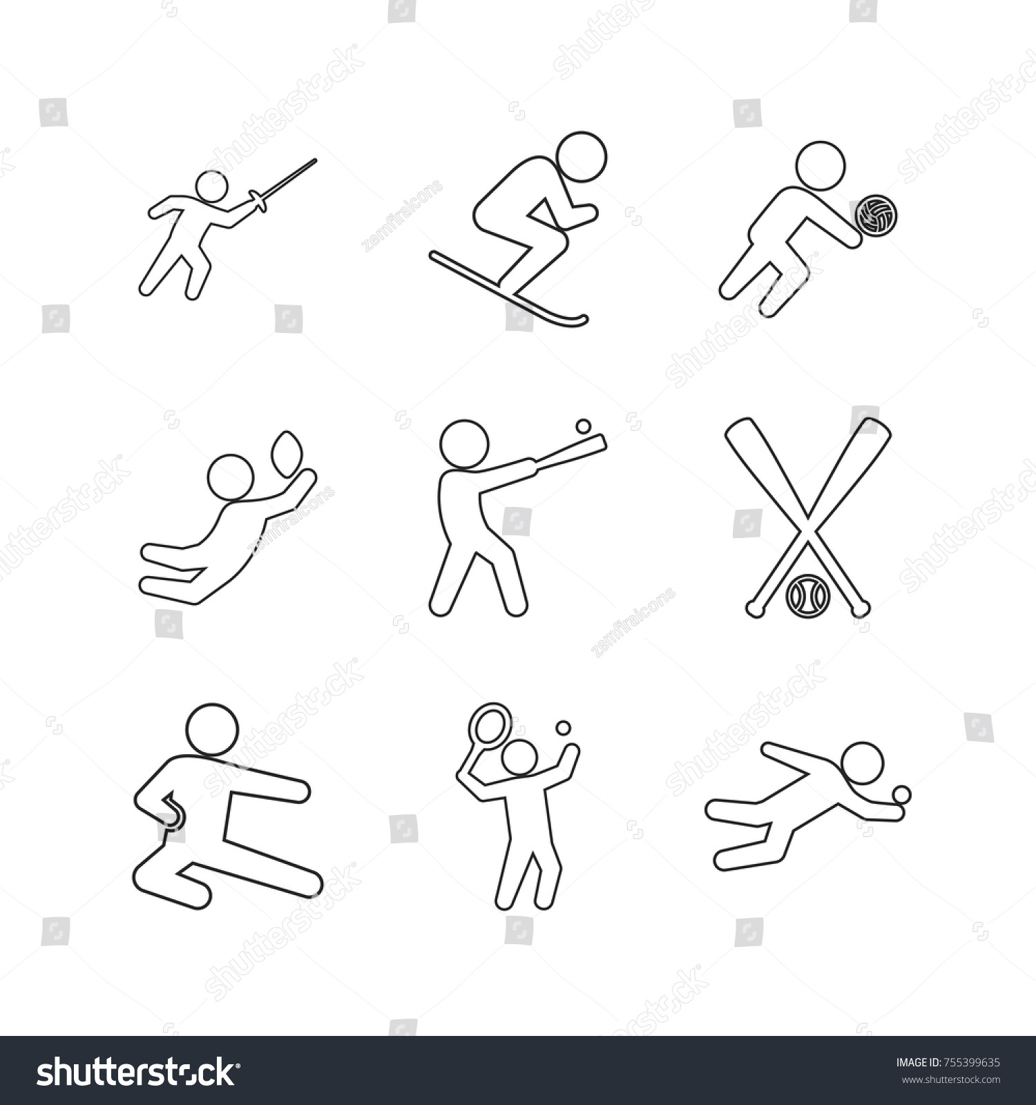 Sport Vector Collection Set Stock Vector (Royalty Free) 755399635