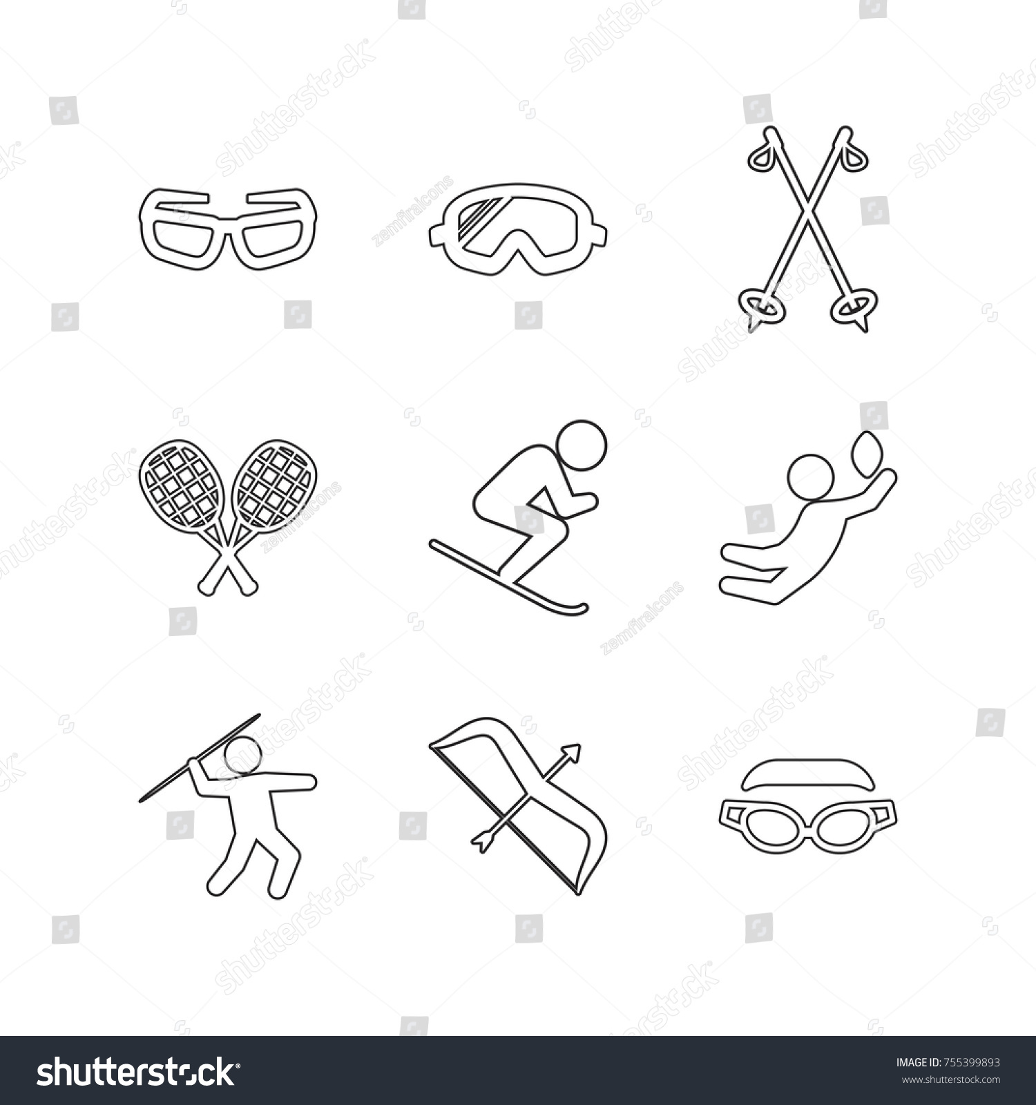 Sport Vector Collection Set Stock Vector (Royalty Free) 755399893