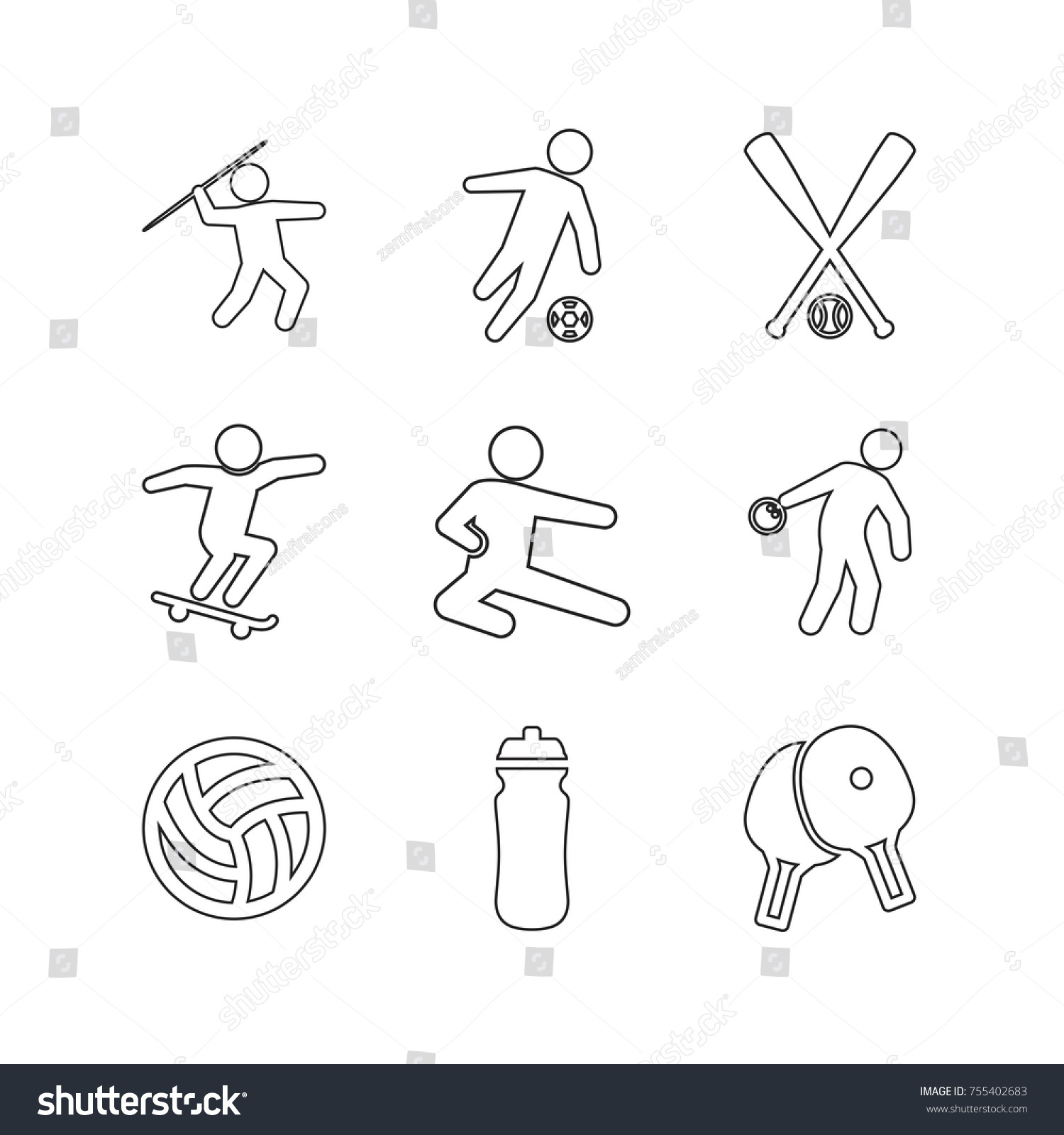 Sport Vector Collection Set Stock Vector (Royalty Free) 755402683 ...