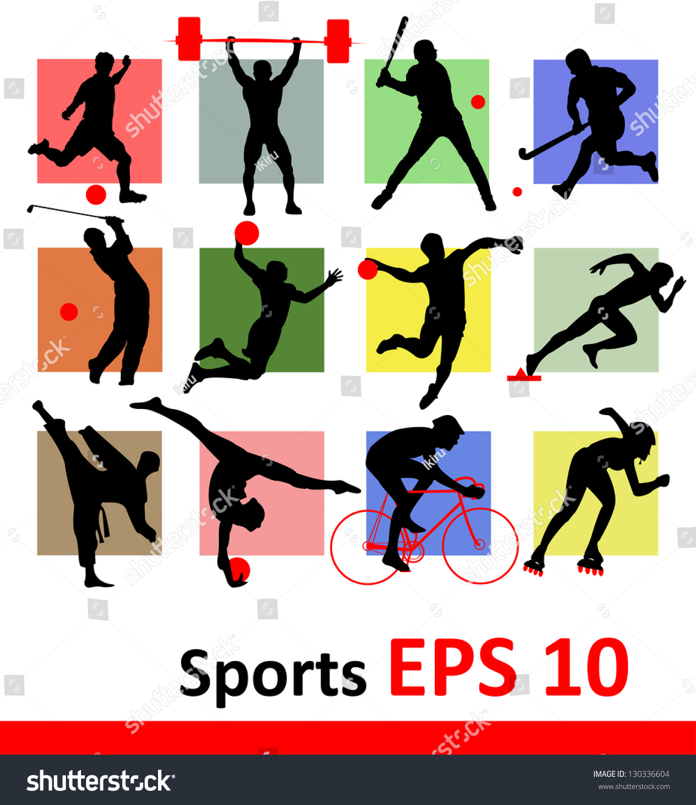 Sports Silhouettes Vector Stock Vector 130336604 - Shutterstock