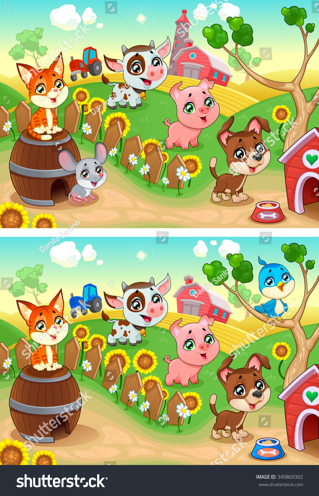 Spot Differences Two Images Seven Changes Stock Vector (Royalty Free ...