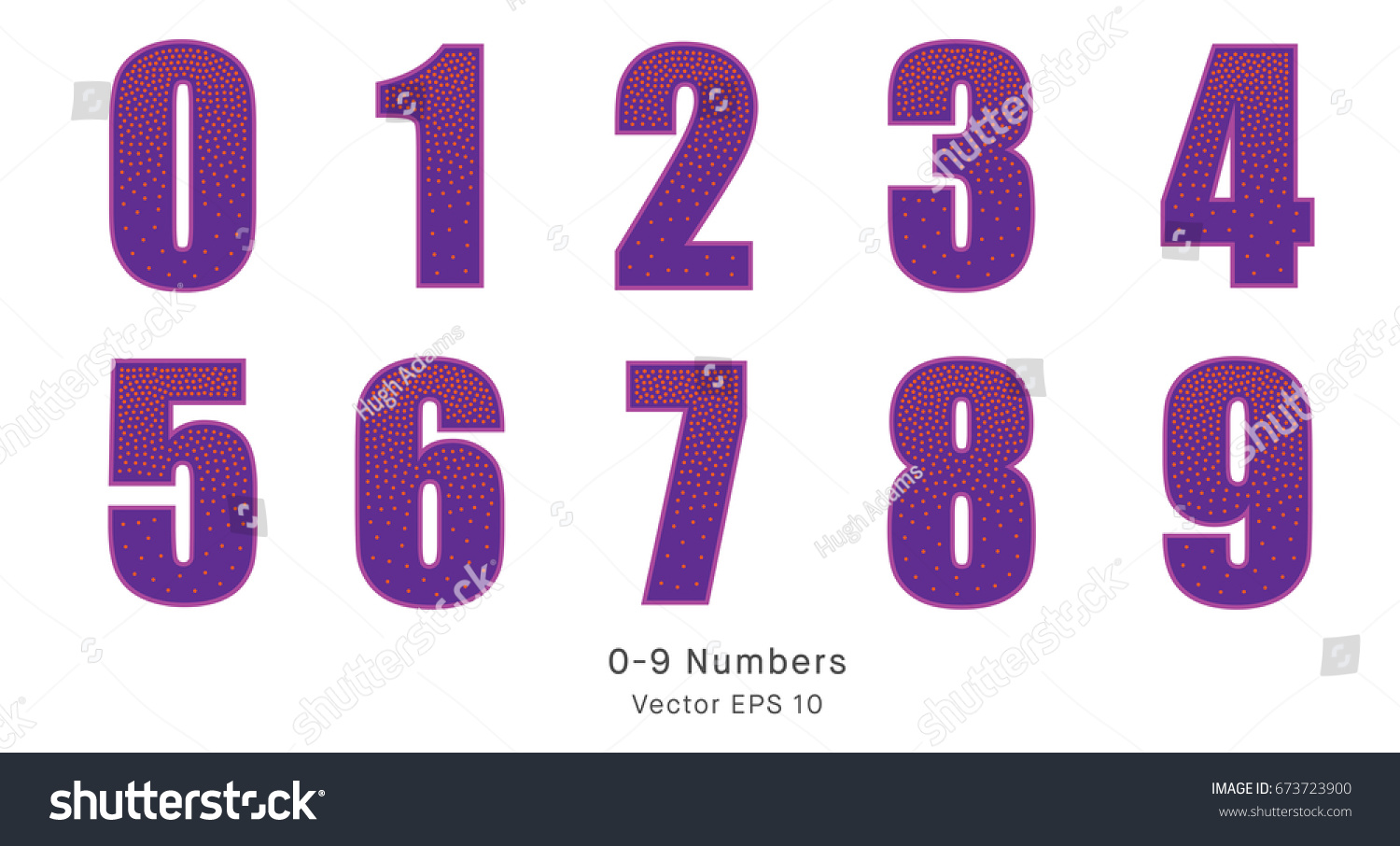 Spotted Purple Numbers 09 Numerals Stock Vector (Royalty Free ...