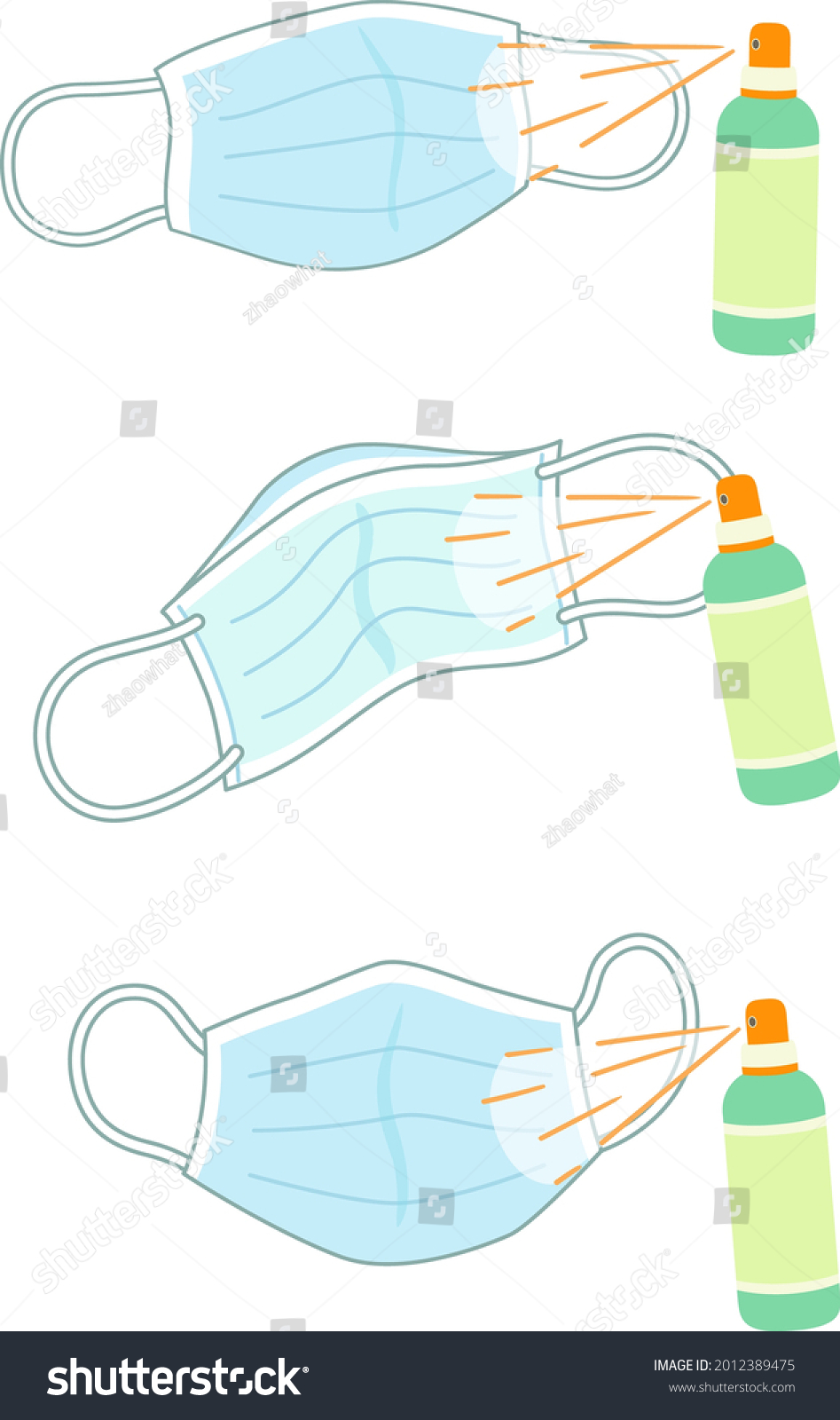 Spray Liquid On Mask Three Different Stock Vector (Royalty Free) 2012389475