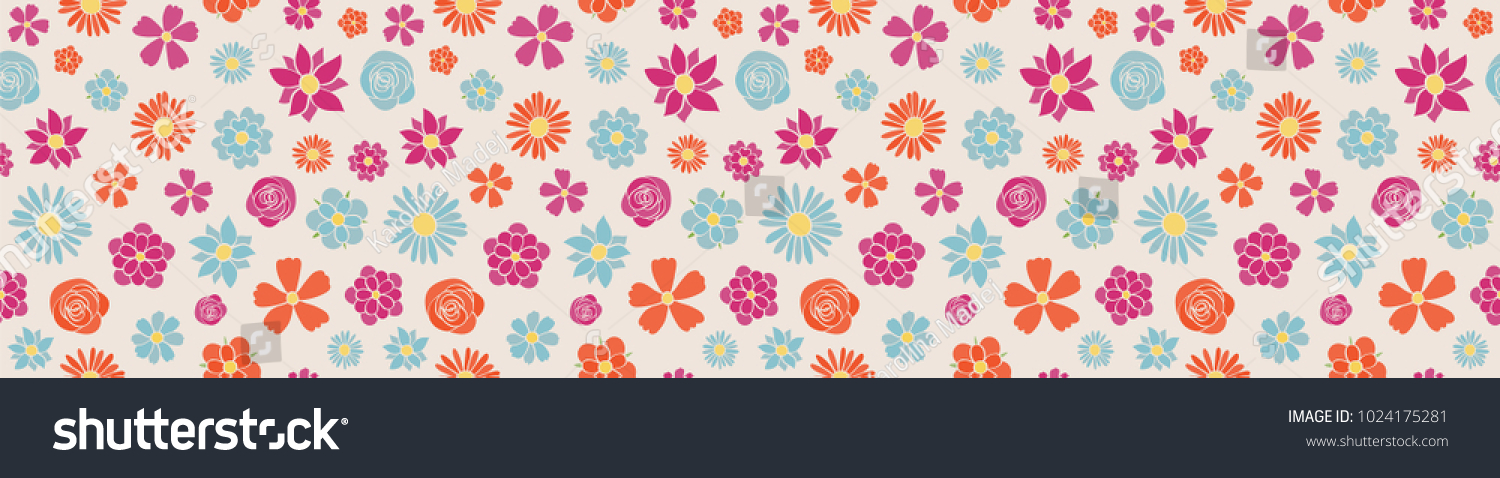 Spring Background Panoramic Header Hand Drawn Stock Vector (Royalty ...