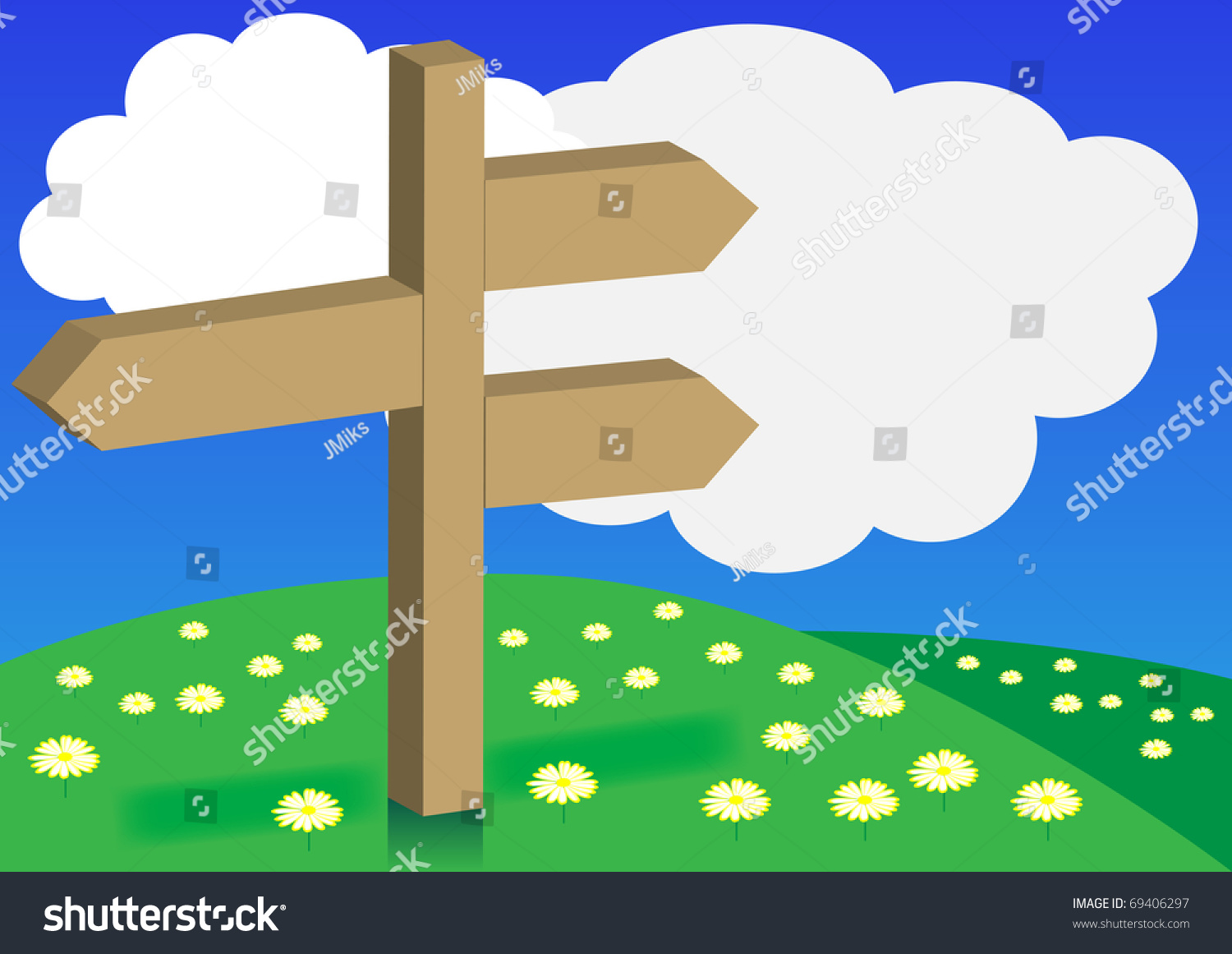 Spring Background Signpost On Meadow Stock Vector (Royalty Free ...