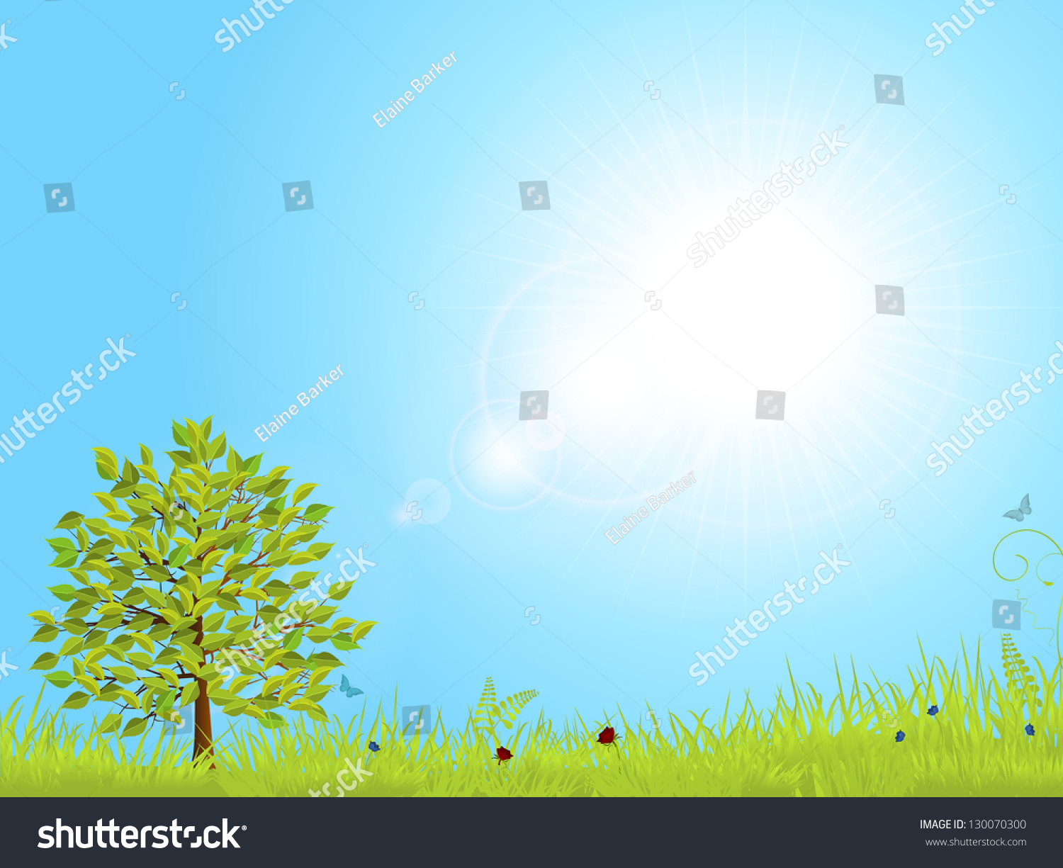 Spring Background Blue Sky Stock Vector (Royalty Free) 130070300 ...